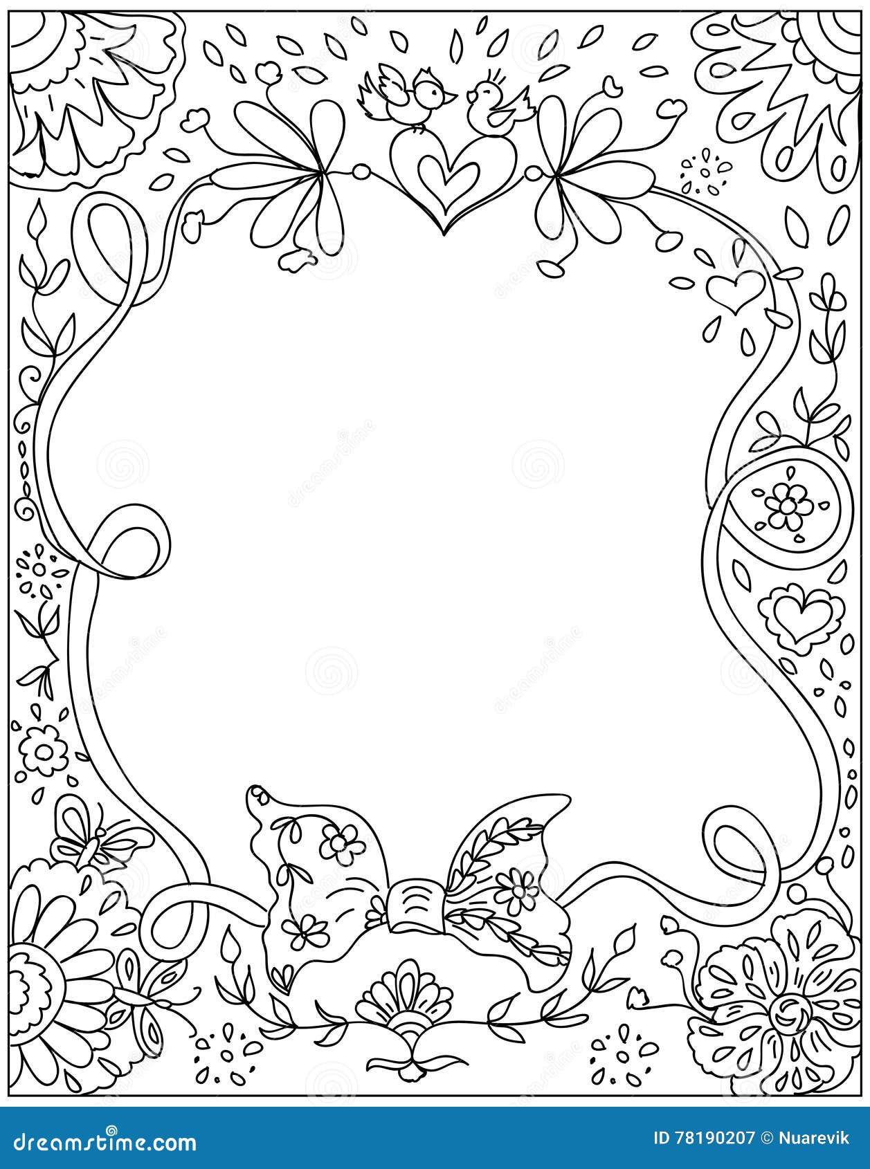Decorative Floral Coloring Page Black On White Stock Image ...