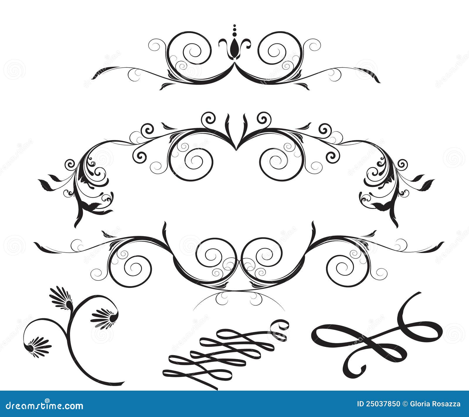 Decorative Floral Design Elements Stock Vector - Illustration of ...