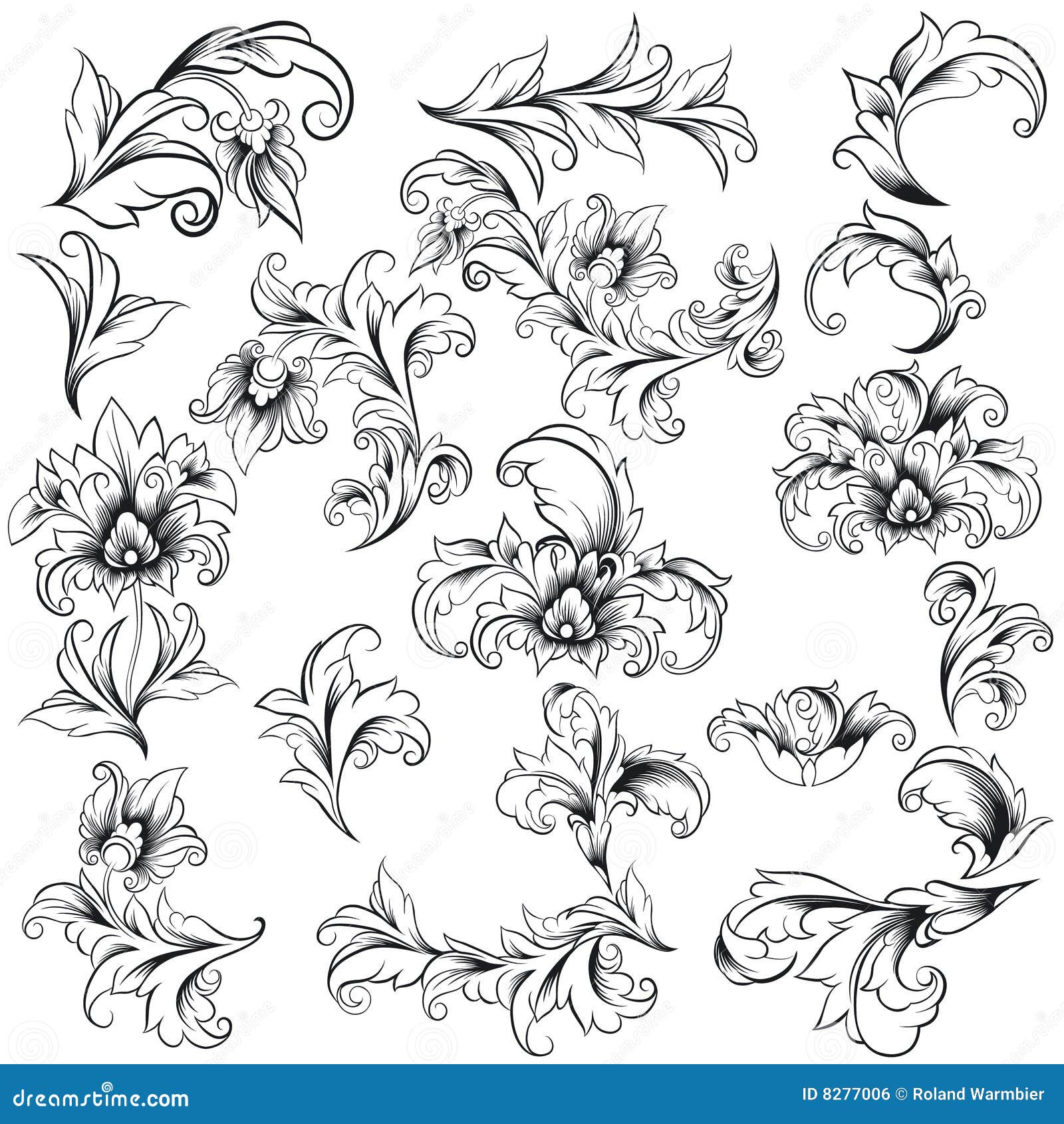 Decorative Floral Design Elements Stock Vector - Illustration of ...