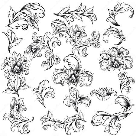 Decorative Floral Design Elements Stock Vector - Illustration of ...