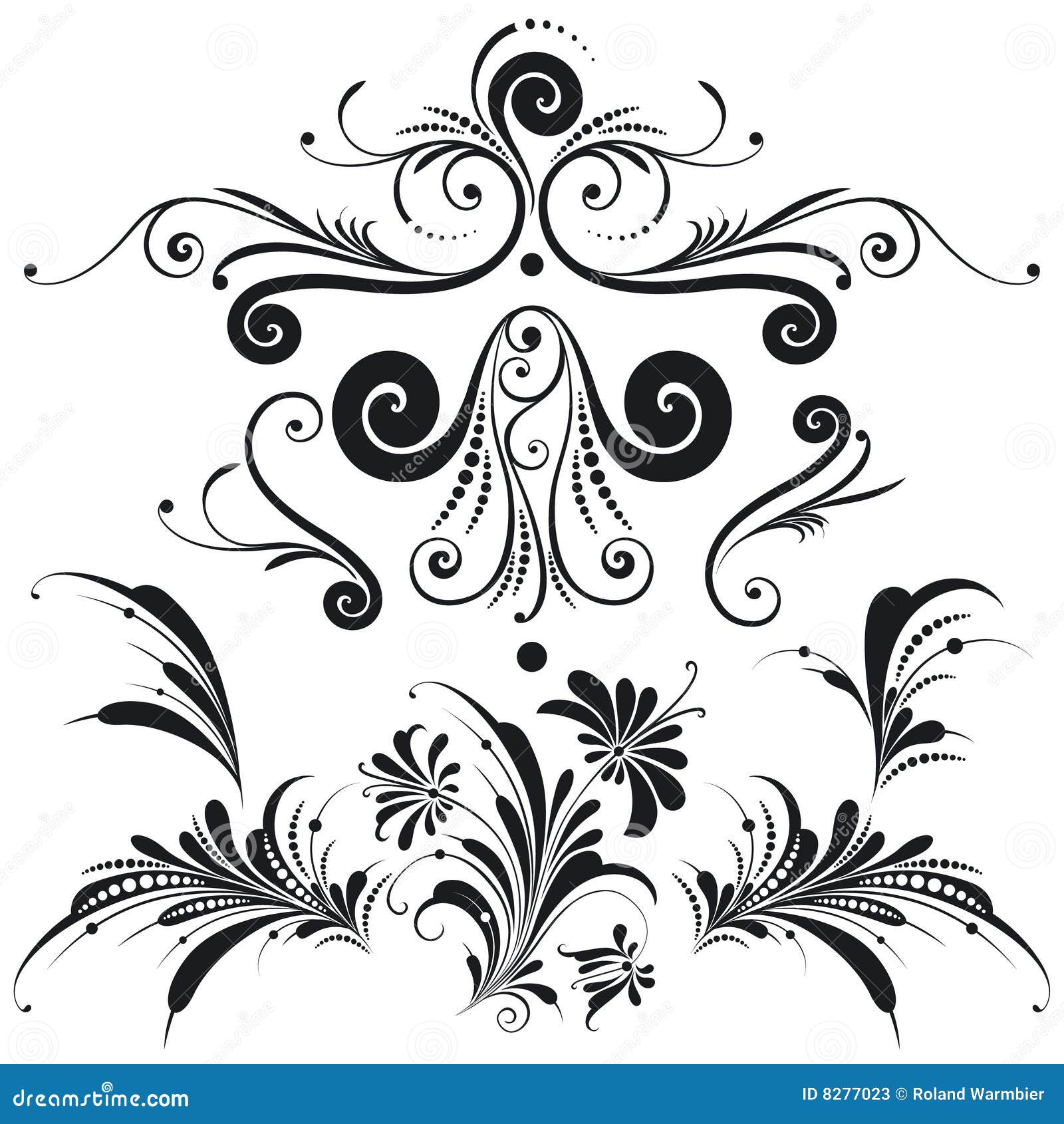 Decorative Floral Design Elements Stock Vector - Illustration of ...
