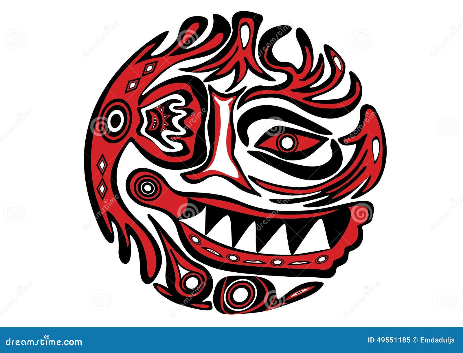 Decorative Floral Face Motif Stock Vector - Illustration of icon, dead ...