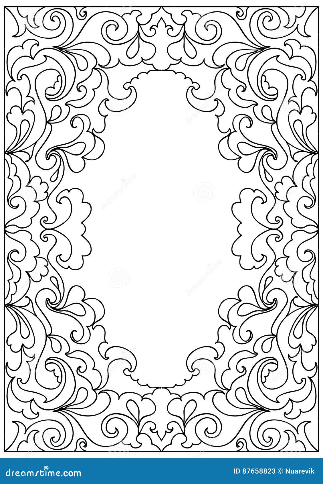 Decorative Floral Frame Coloring Page Stock Illustration - Illustration ...
