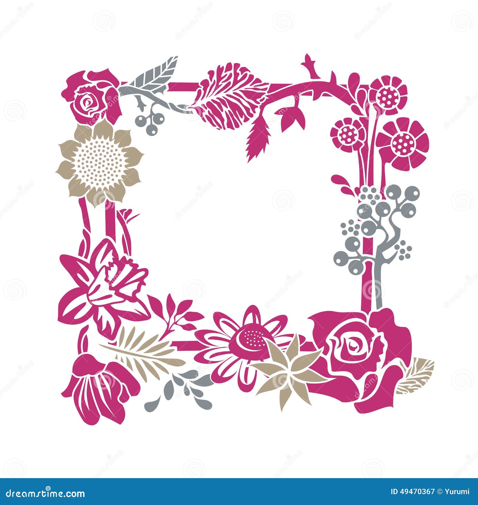 Decorative Floral Frame stock vector. Illustration of bouquet - 49470367