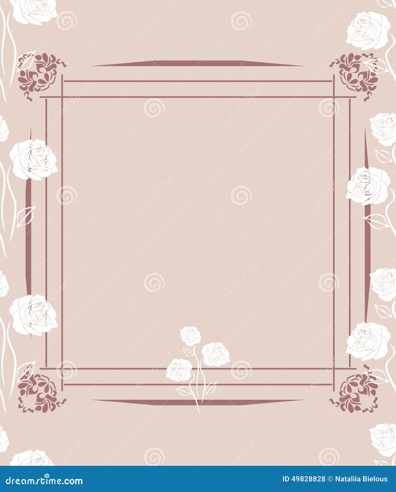 Decorative Floral Frame with Stylized Roses Stock Vector - Illustration ...