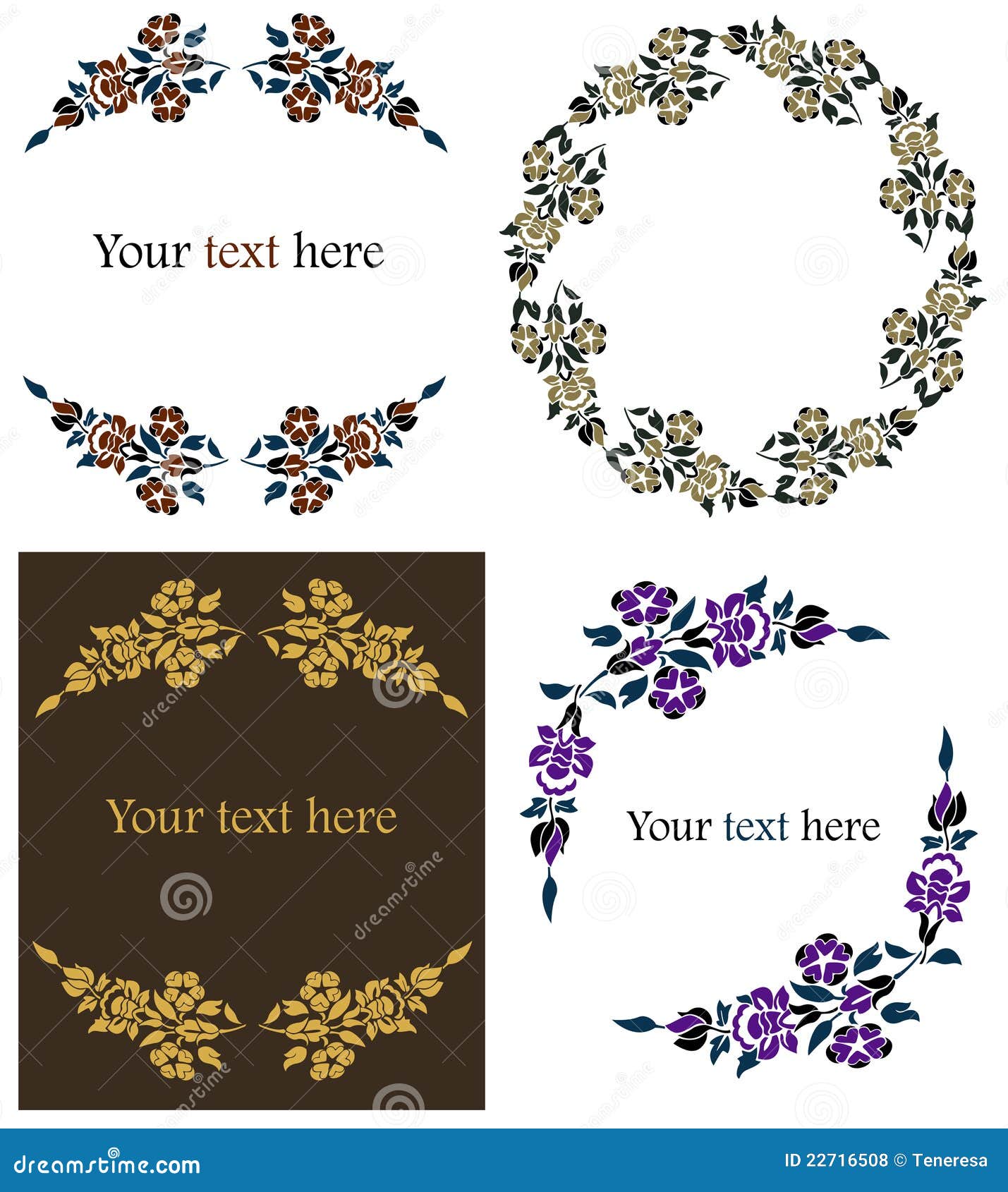 Decorative Floral Frames Set Stock Vector - Illustration of retro ...