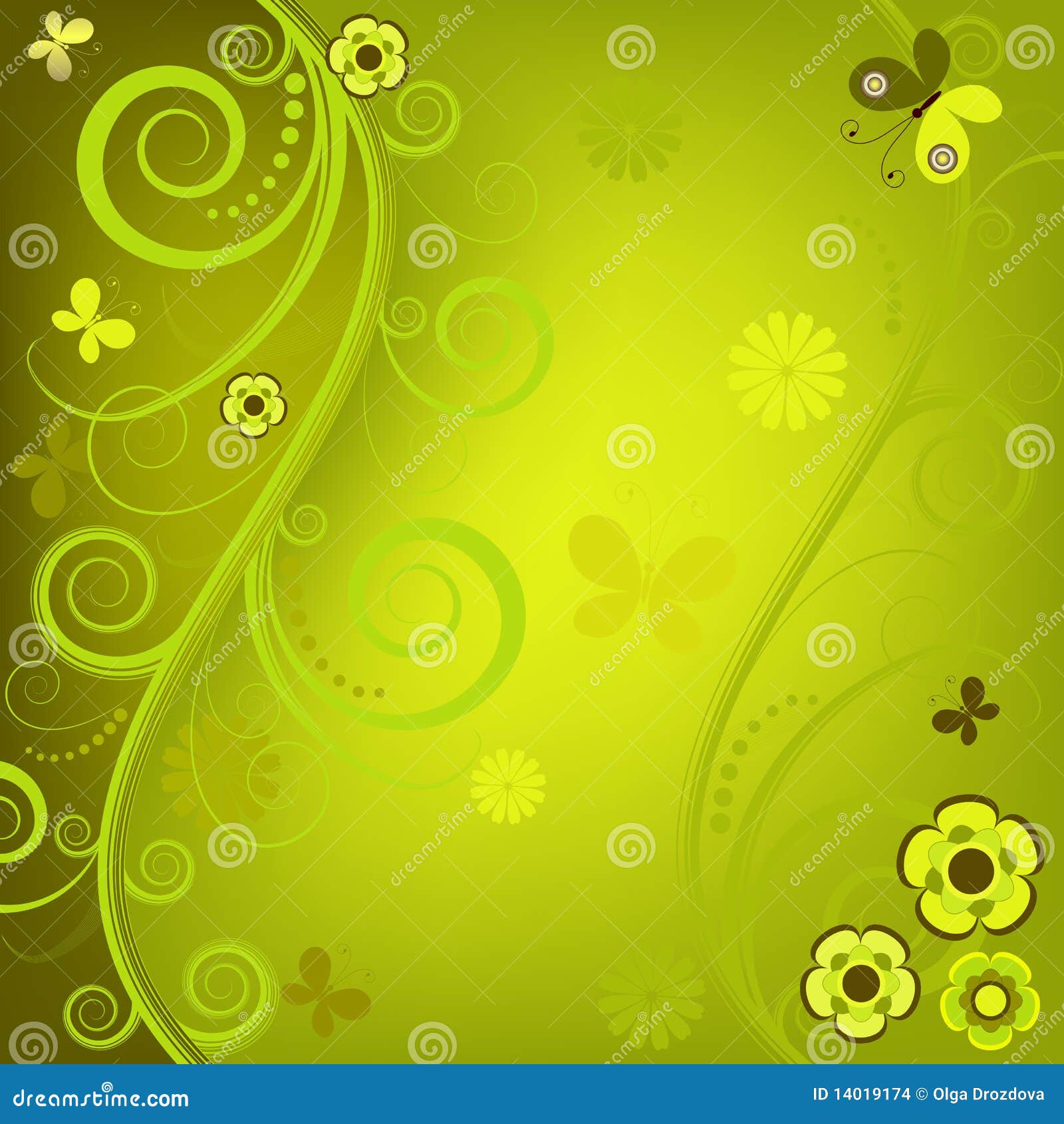Decorative Floral Green Frame Stock Vector - Illustration of background ...