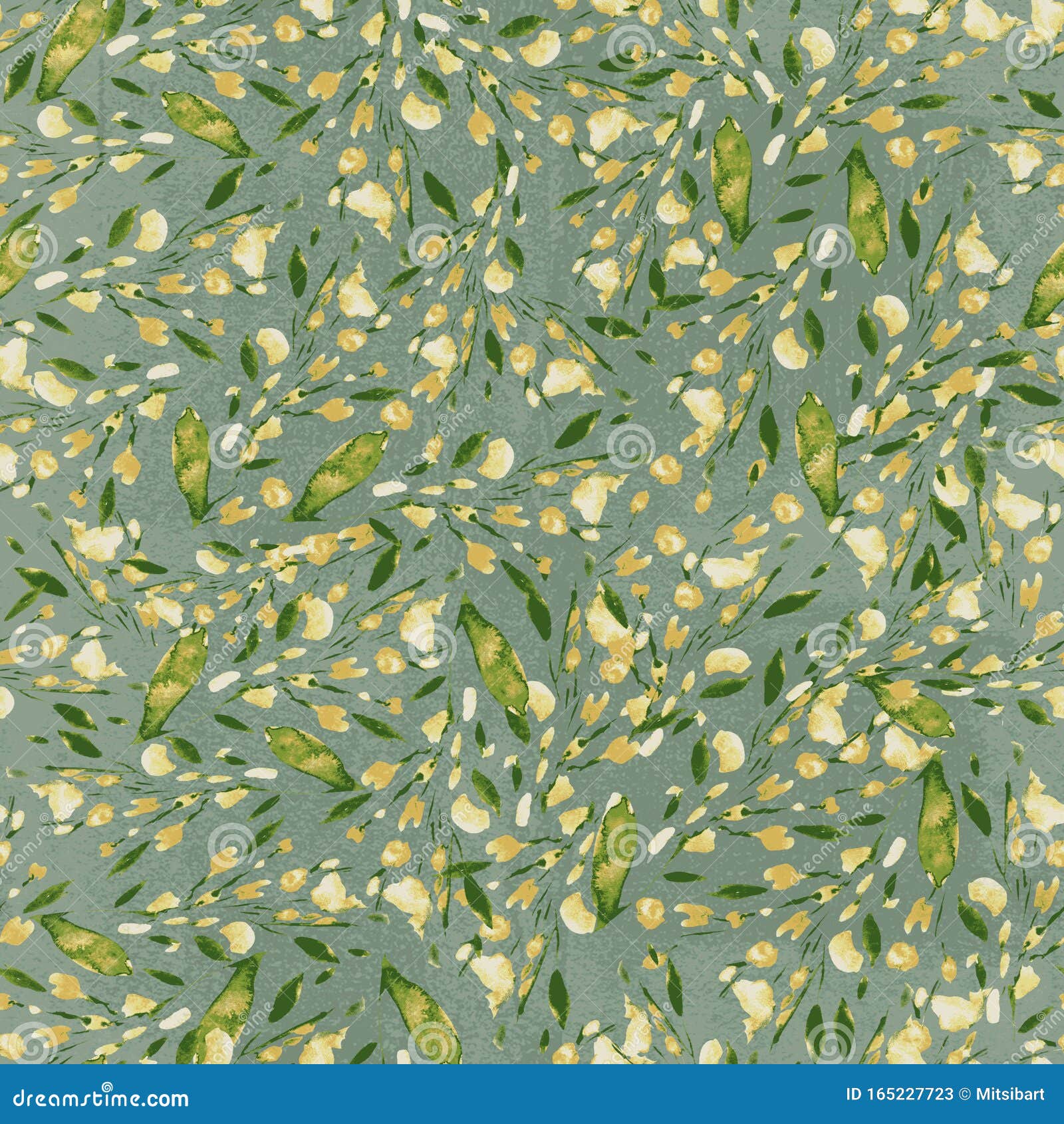 Decorative Floral Greenery Watercolor Seamless Repeat Pattern Stock ...