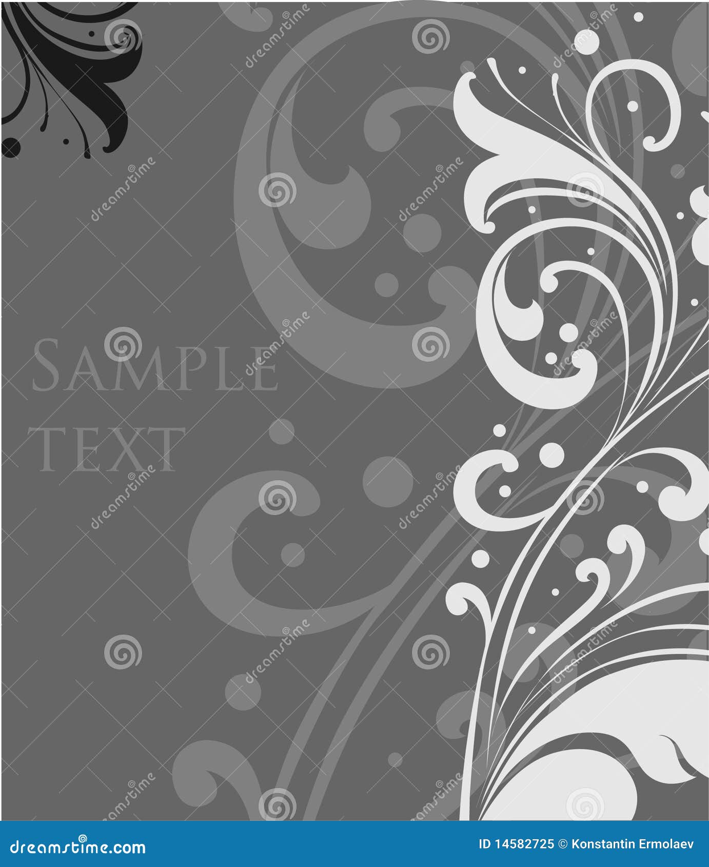 Decorative Floral Grey Background. Vector Stock Illustration ...