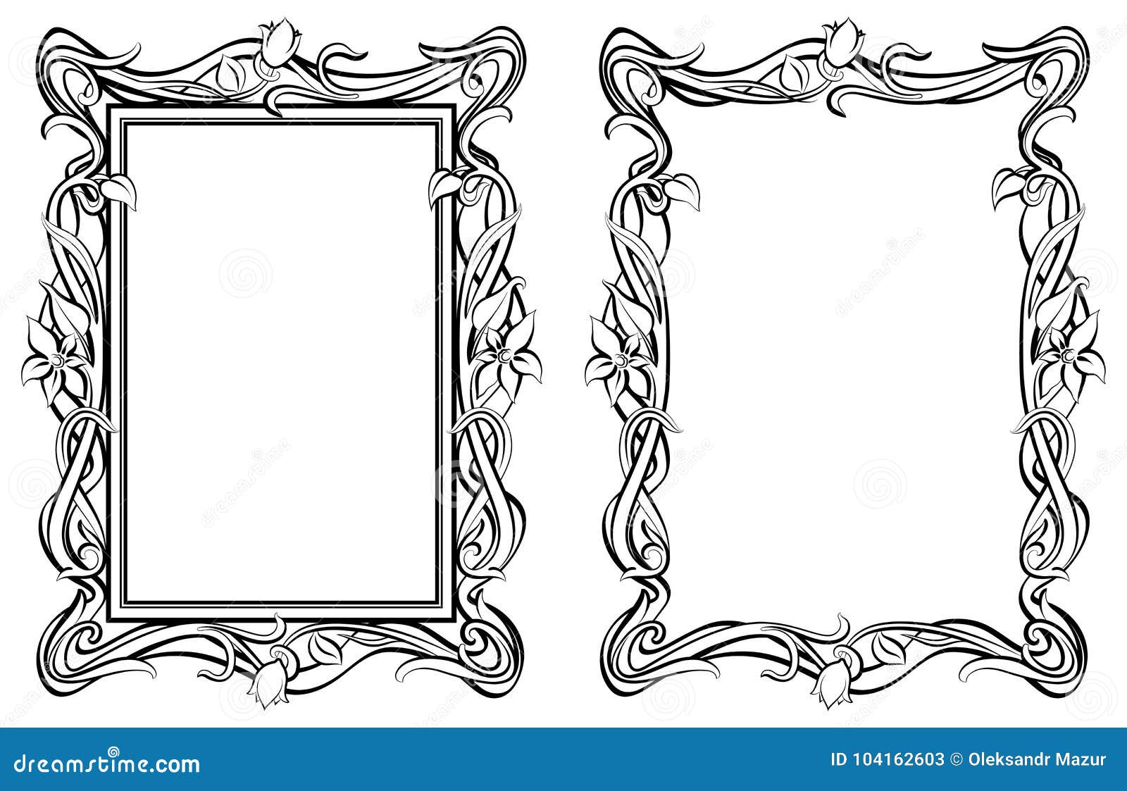 Decorative Floral Modern Style Frames. Stock Vector - Illustration of ...
