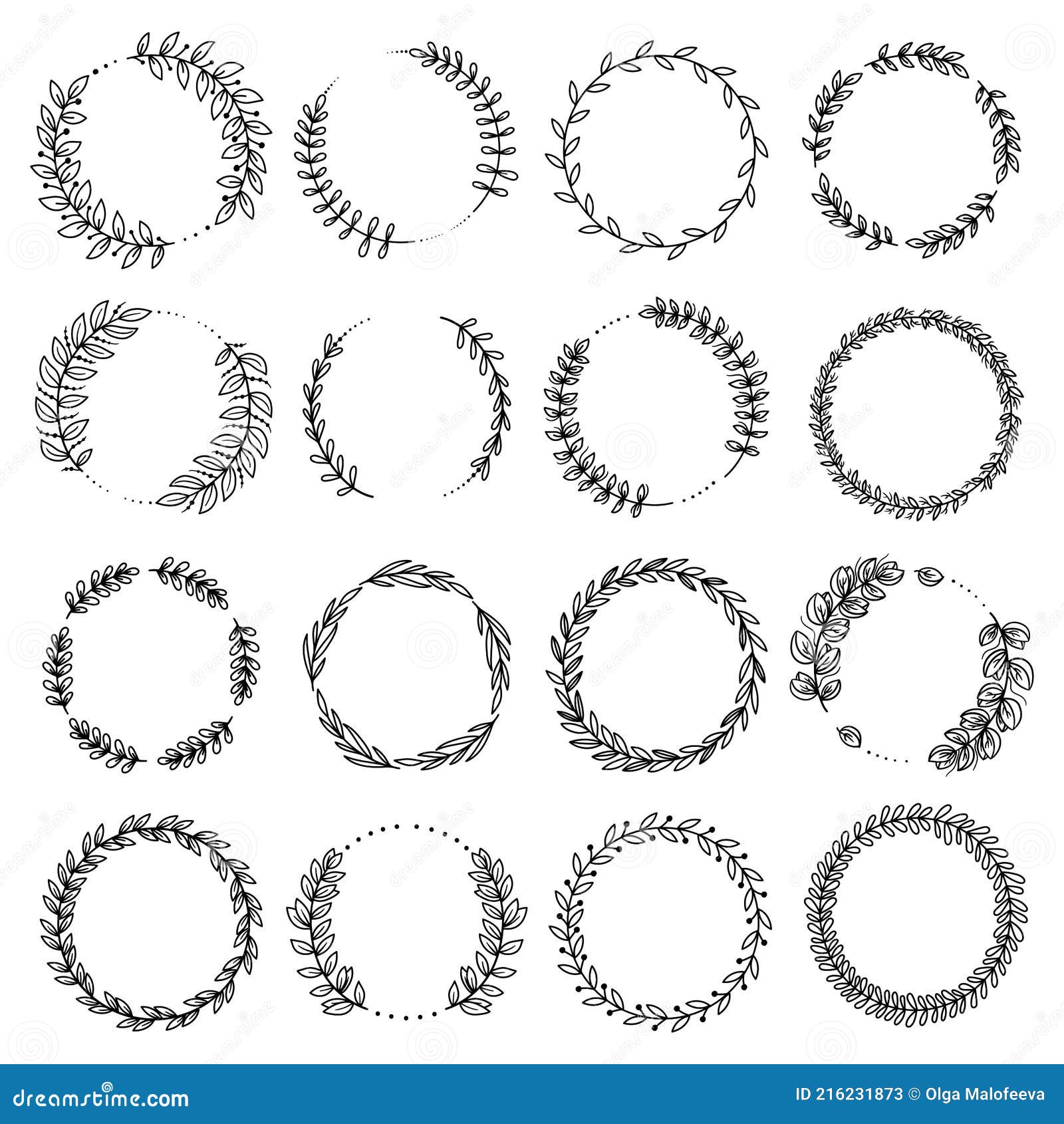 Decorative Floral Round Frames Black Vector Set Stock Vector ...