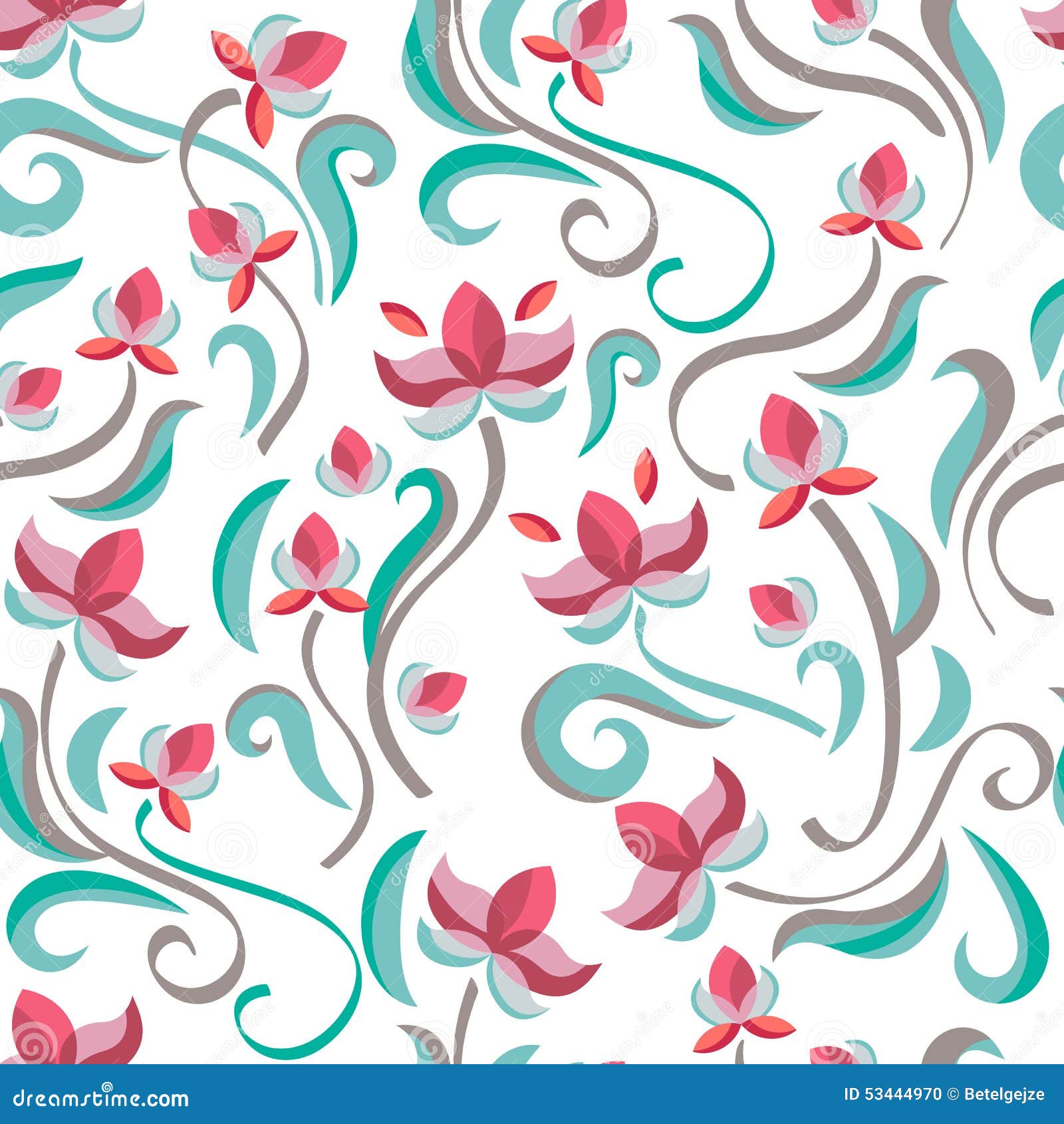 Decorative Floral Seamless Pattern. Vector Pastel Color Flowers Stock ...