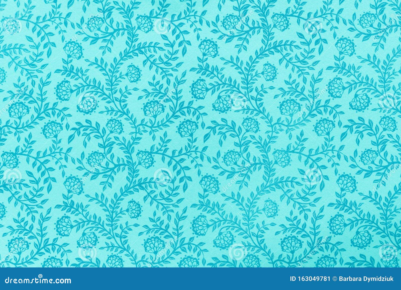 Decorative Floral Turquoise Pattern on the Turquoise Background Stock ...