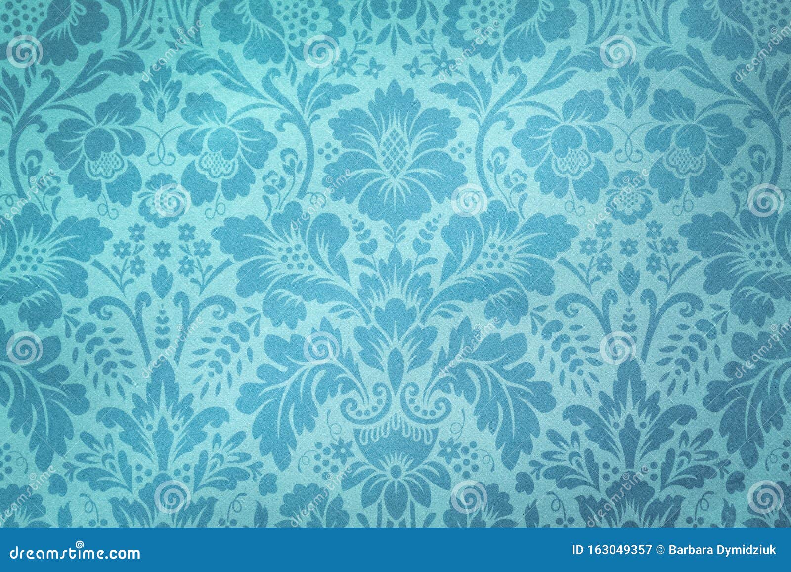 Decorative Floral Turquoise Pattern on the Turquoise Background Stock ...