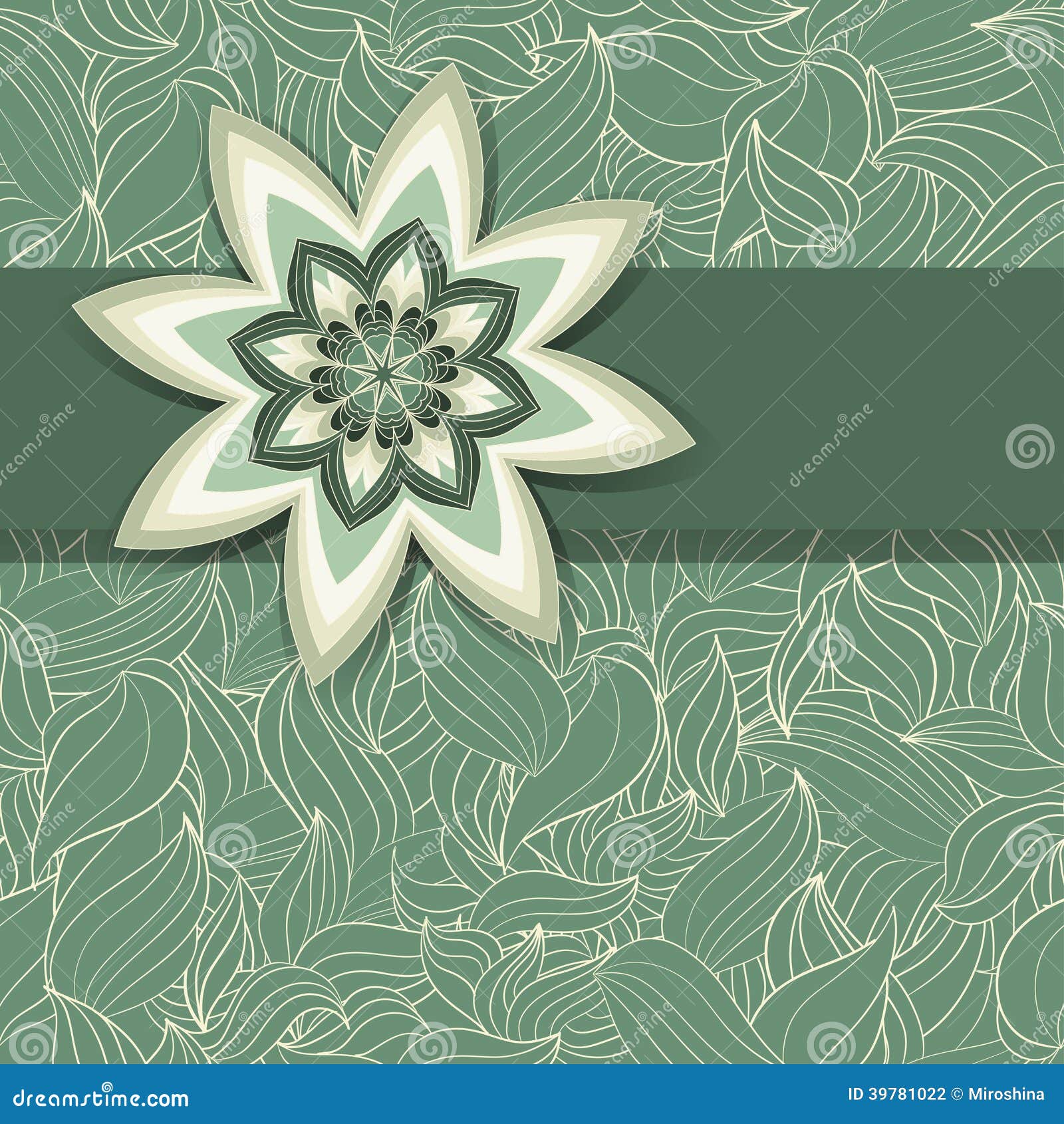Decorative Flower on a Continuous Pattern of Green Leaves Stock Vector ...