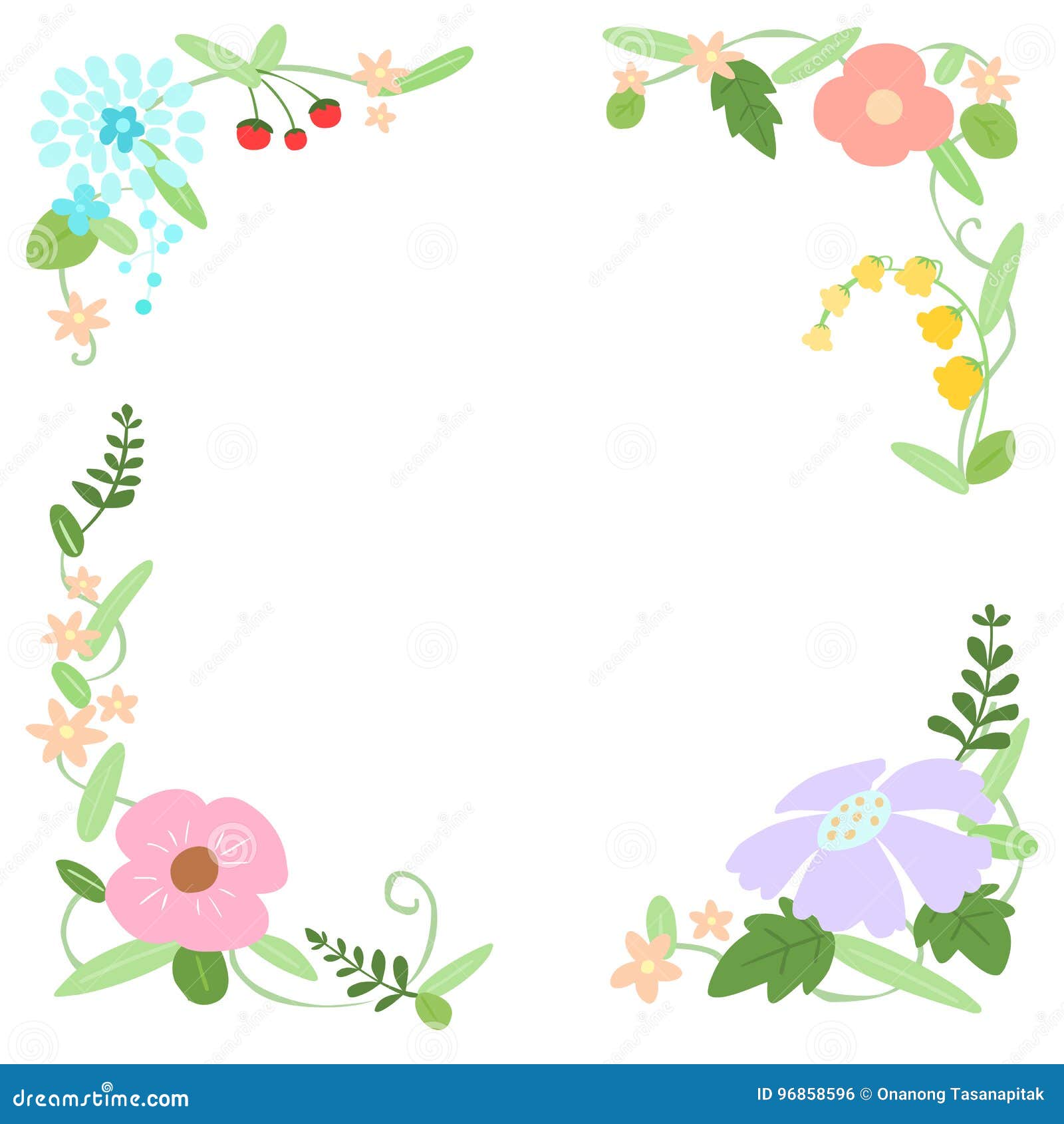 Decorative Flower Frame Illustration. Stock Vector - Illustration of ...