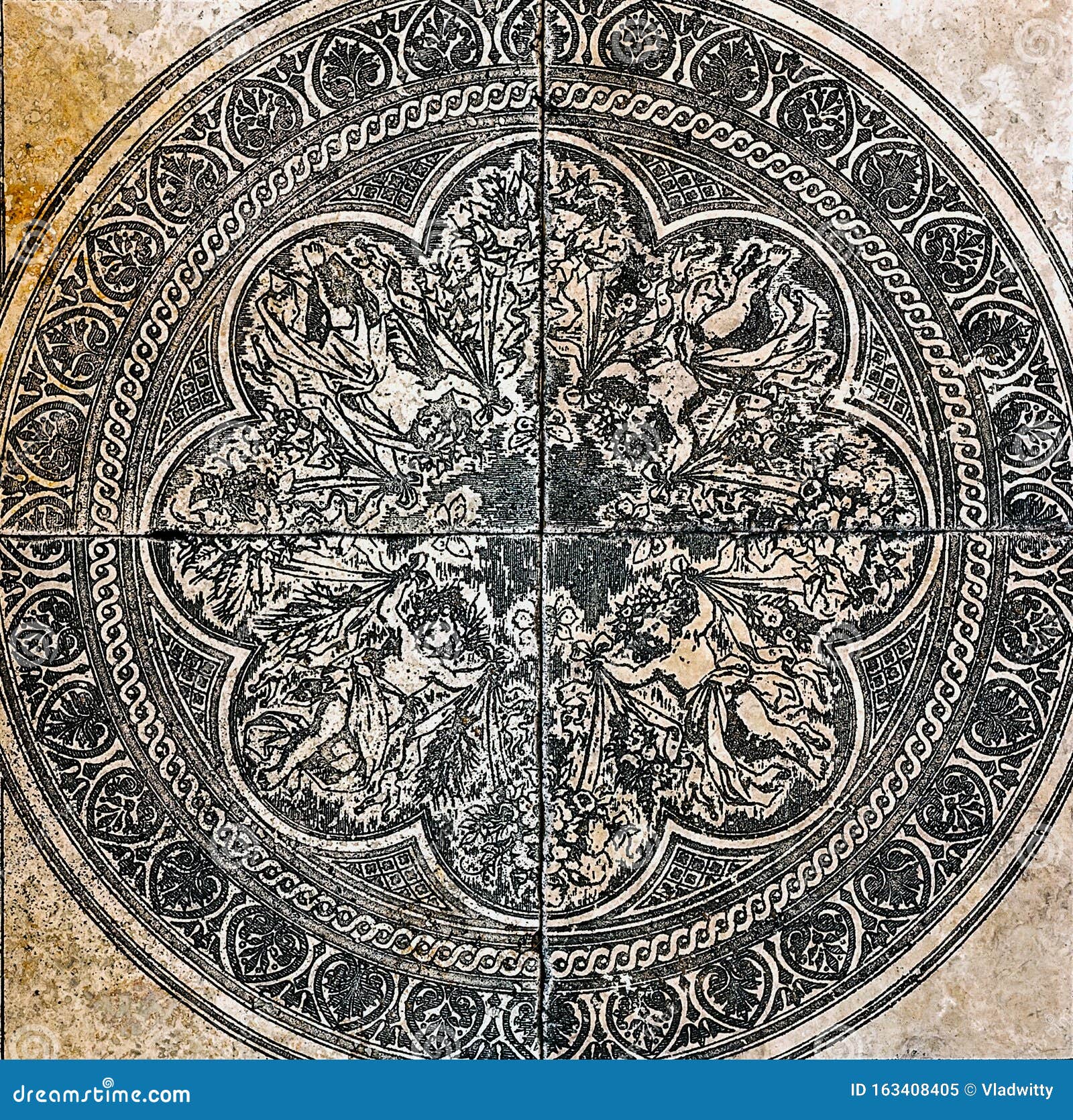 Decorative flower tiles stock image. Image of nature - 163408405