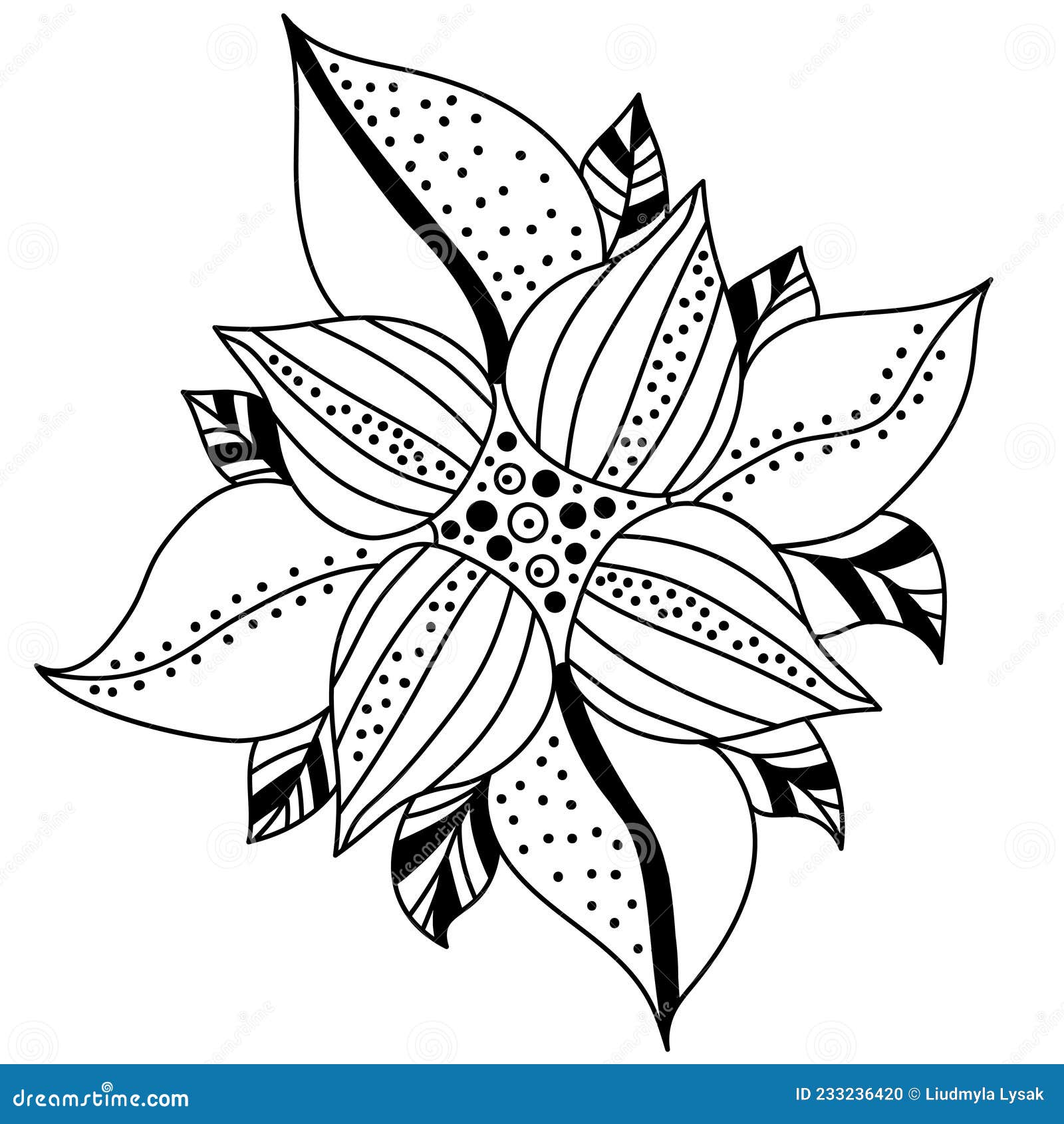 Decorative Flower. Vector Linear Illustration Stock Vector ...