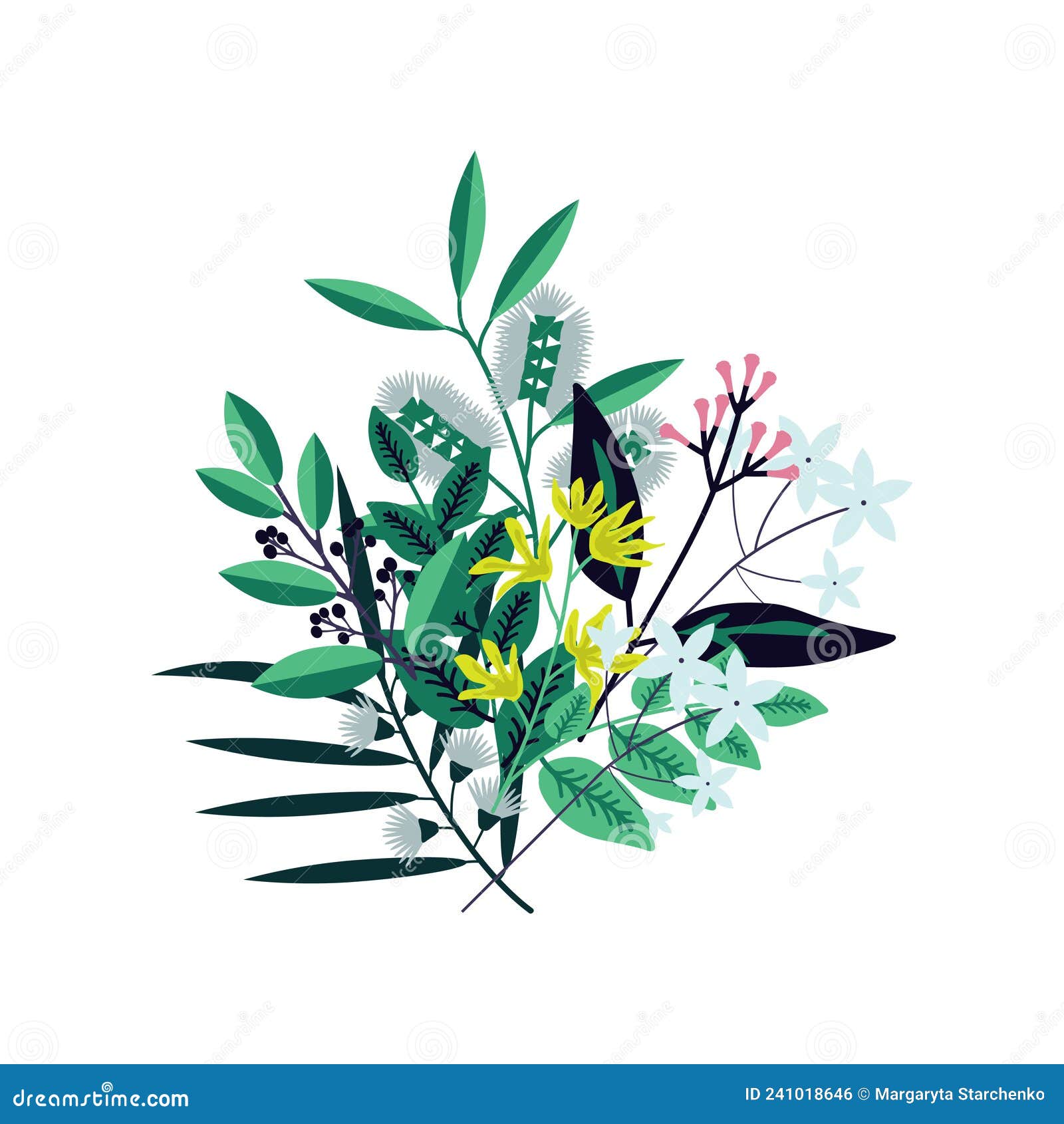 Decorative flowers bunch stock vector. Illustration of foliage - 241018646
