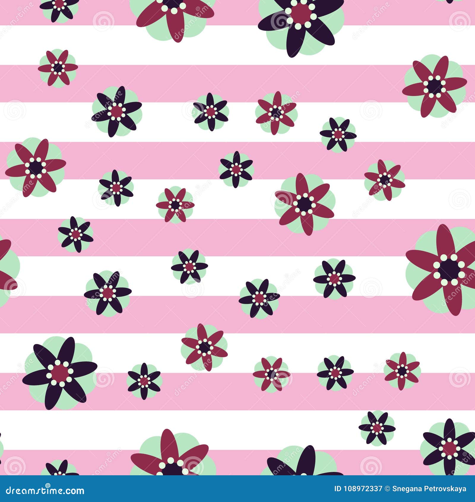 Decorative Flowers Stripe Background Stock Vector - Illustration of ...