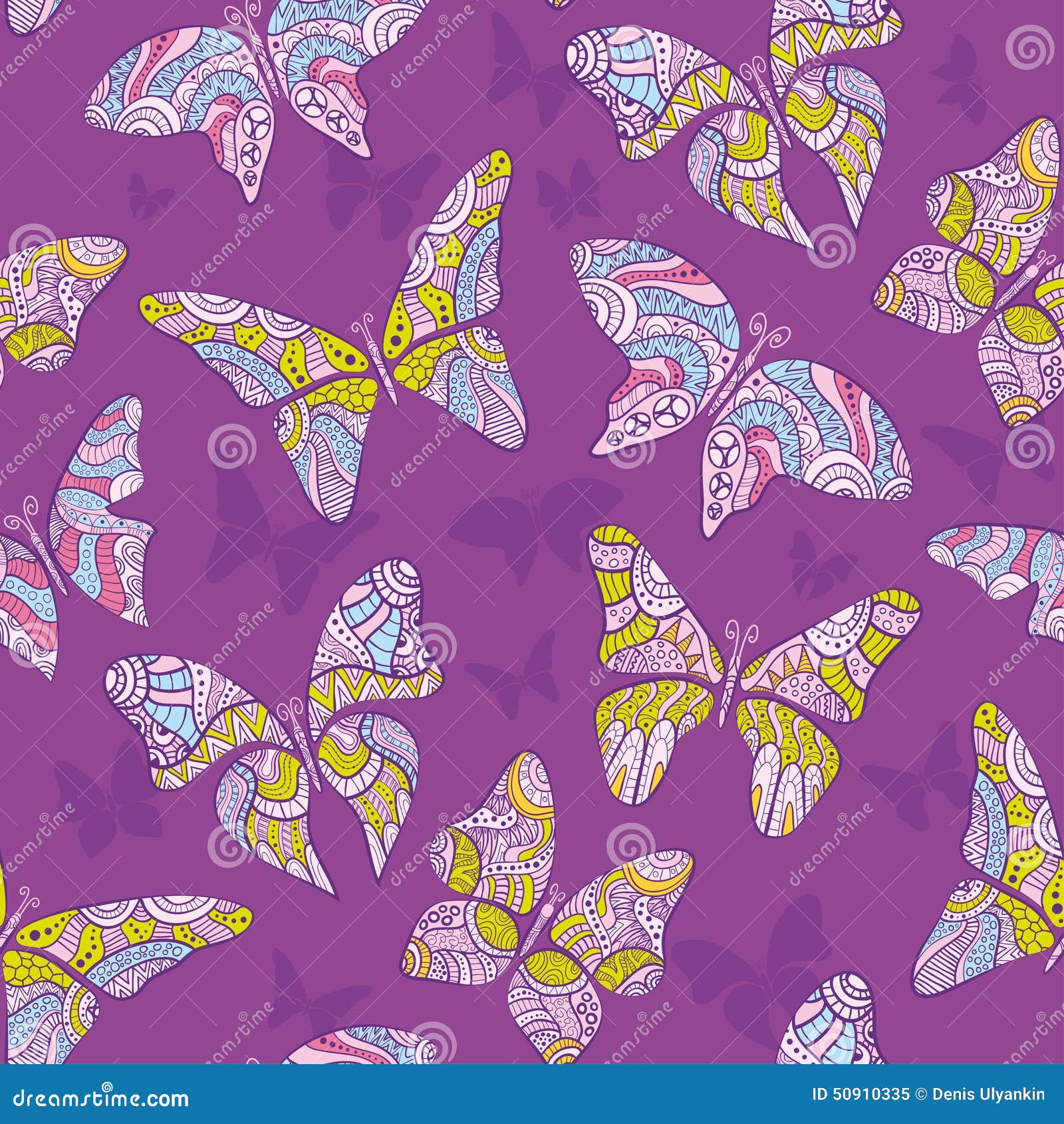 Decorative Flying Butterfly Pattern Stock Vector - Illustration of ...