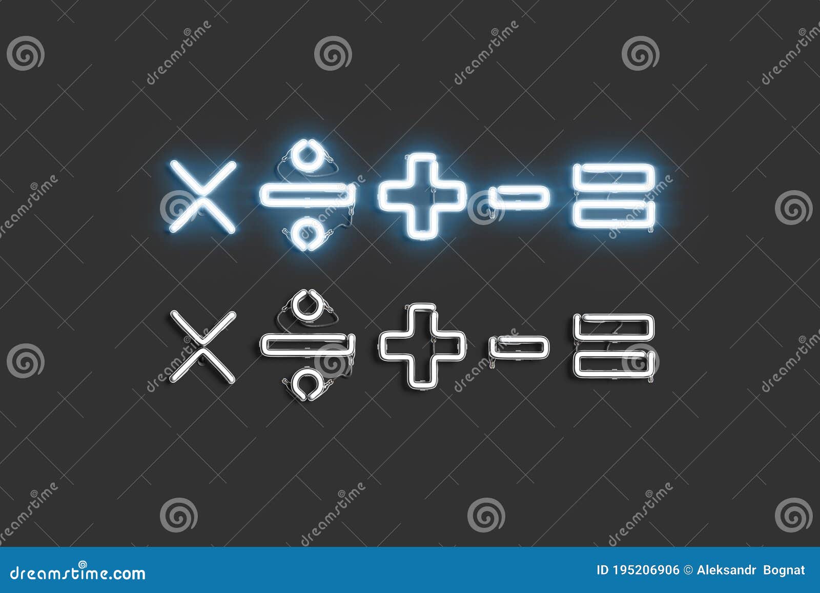 Decorative Font Arithmetic Neon Symbol Mockup Stock Illustration ...