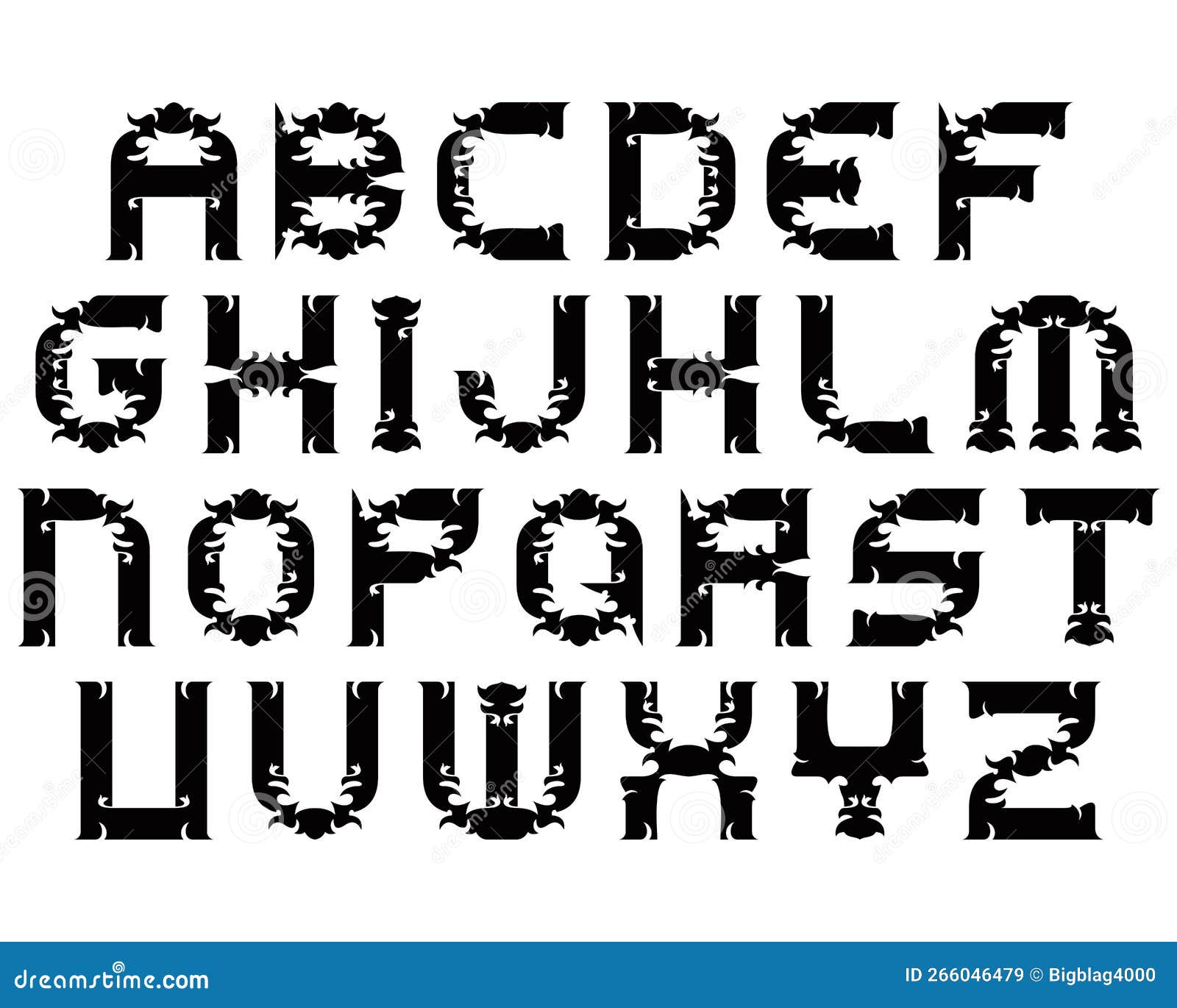 Decorative Font.Custom Vector Alphabet. Stock Vector - Illustration of ...