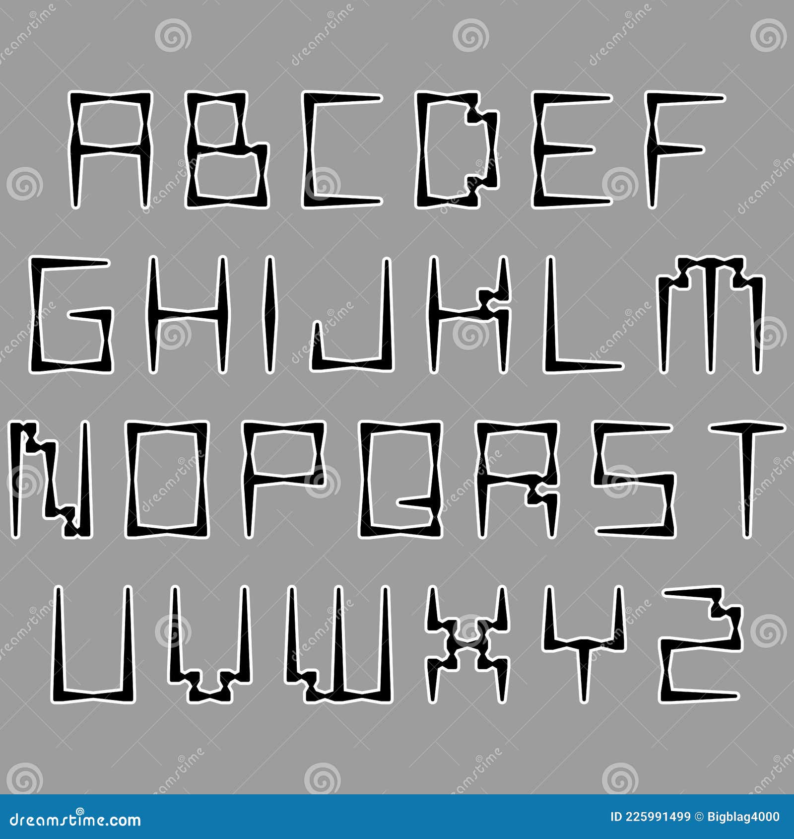 Alphabet. Grey Tile Figure, Letter And Sing. Vector Illustration ...