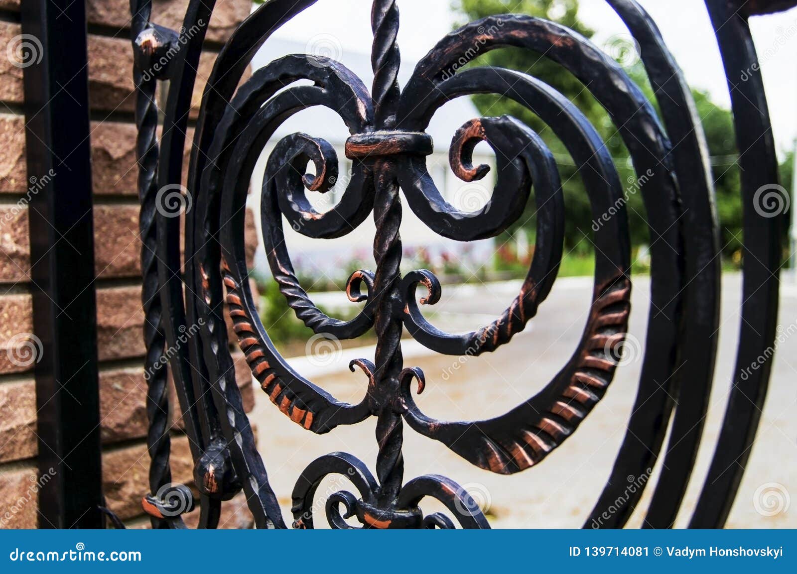 Decorative Forged Metal Fence Elements Stock Image - Image of ...