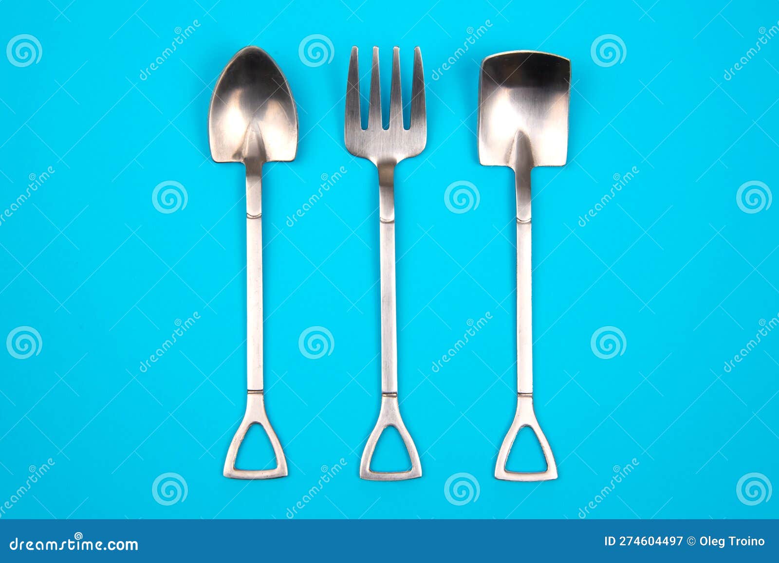 Decorative Fork and Spoons in the Form of Spades on a Colored ...