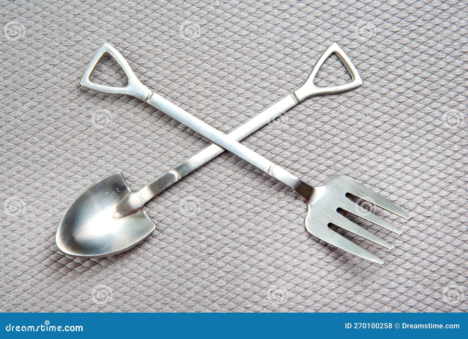 Decorative Fork and Spoons in the Form of Spades on a Gray Background ...