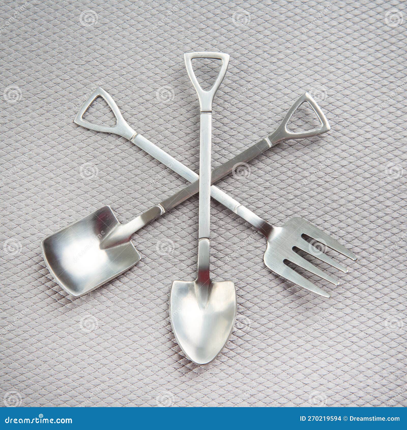 Decorative Fork and Spoons in the Form of Spades on a Gray Background ...