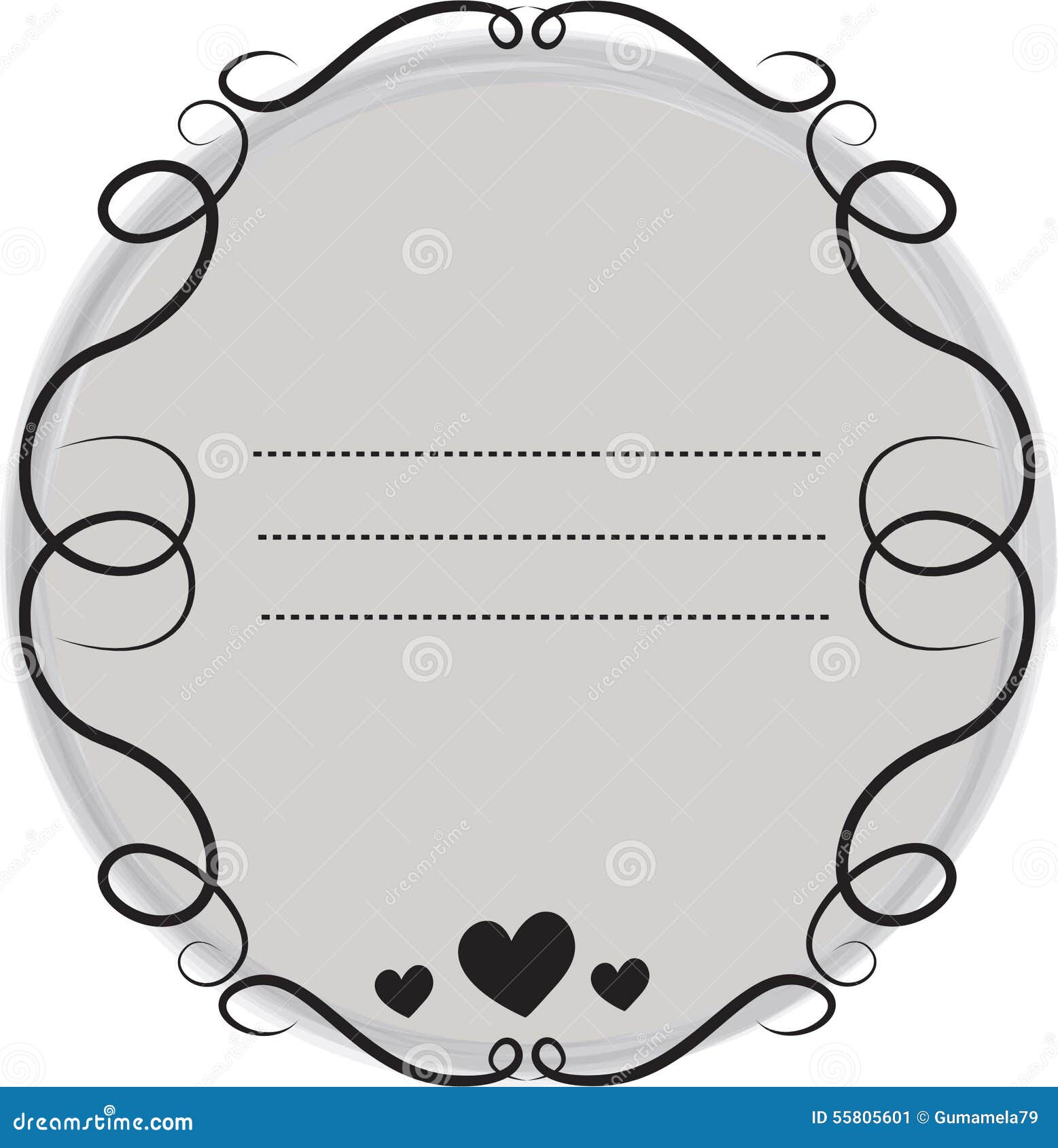 Decorative Frame Border with Curls and Hearts Stock Illustration ...