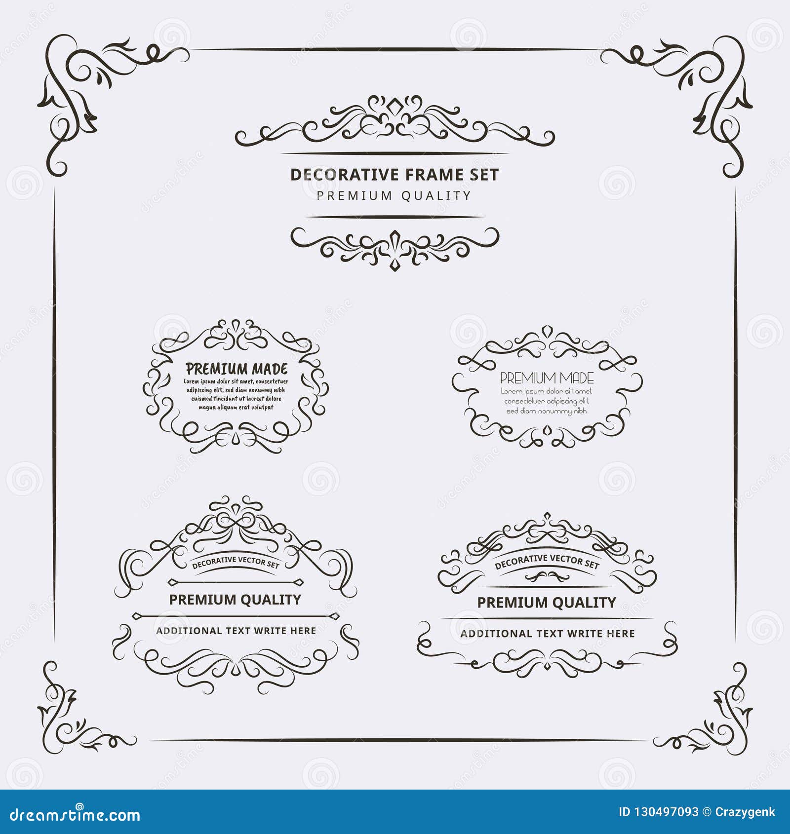 Decorative Frame and Border Element Set Stock Vector - Illustration of ...