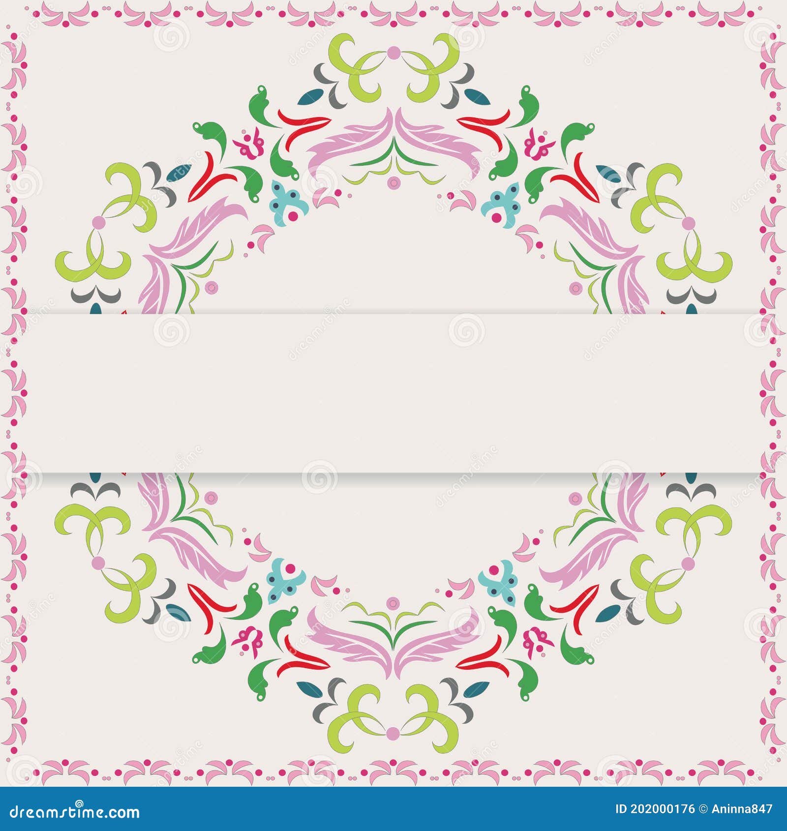 Decorative Frame Border, Gentle Romantic Greeting Card Stock Vector ...