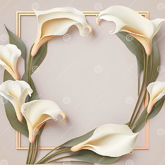 Decorative Frame with Calla Lily Flowers. Vector Illustration Stock ...