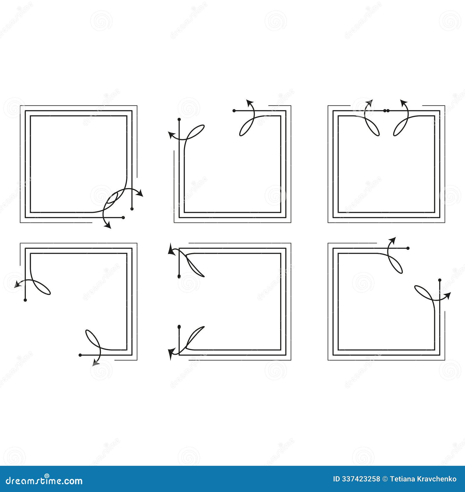 Decorative Frame Collection. Abstract Corner Elements. Geometric Border ...