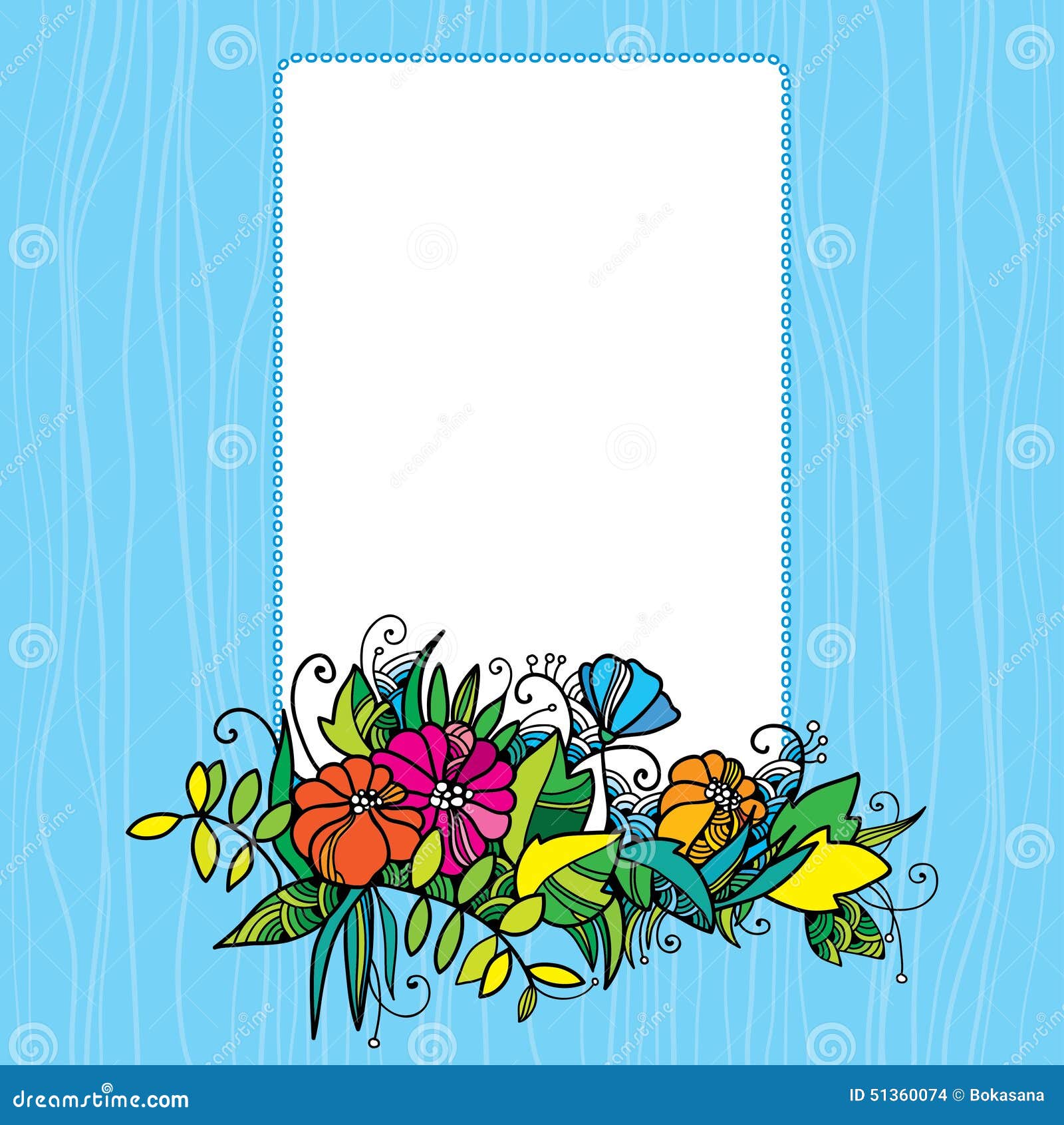 Decorative Frame with Colorful Flowers Stock Vector - Illustration of ...
