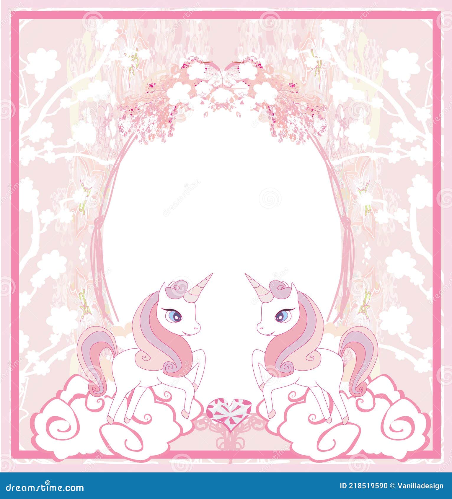 Decorative Frame with Cute Unicorns Stock Vector - Illustration of ...
