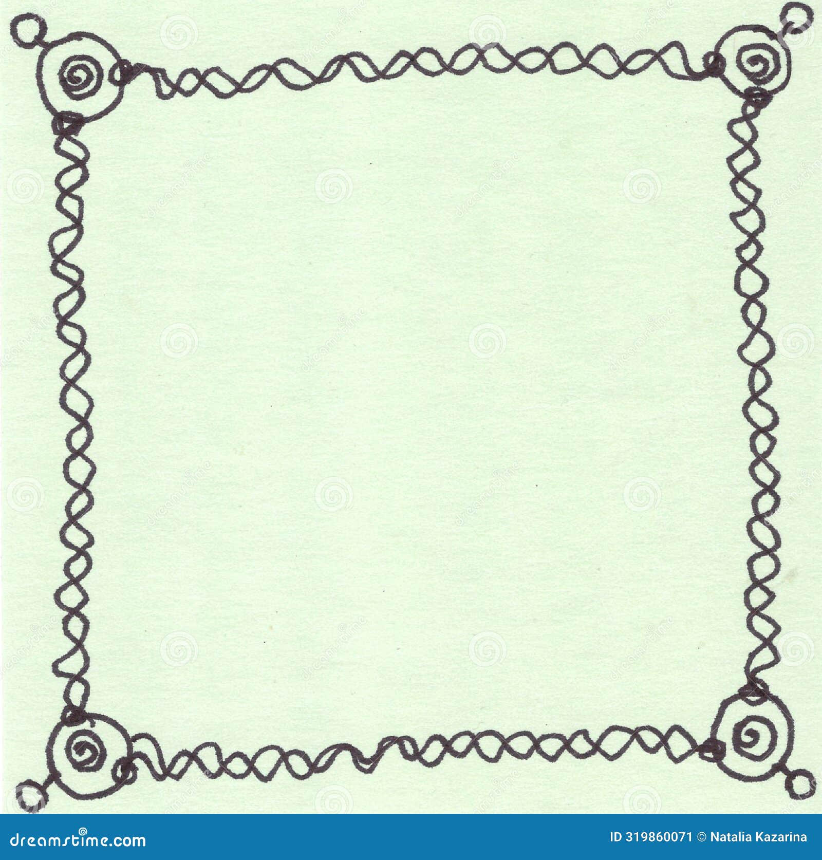 Decorative Frame, Doodle, Graphic Drawing on a Green Background Stock ...