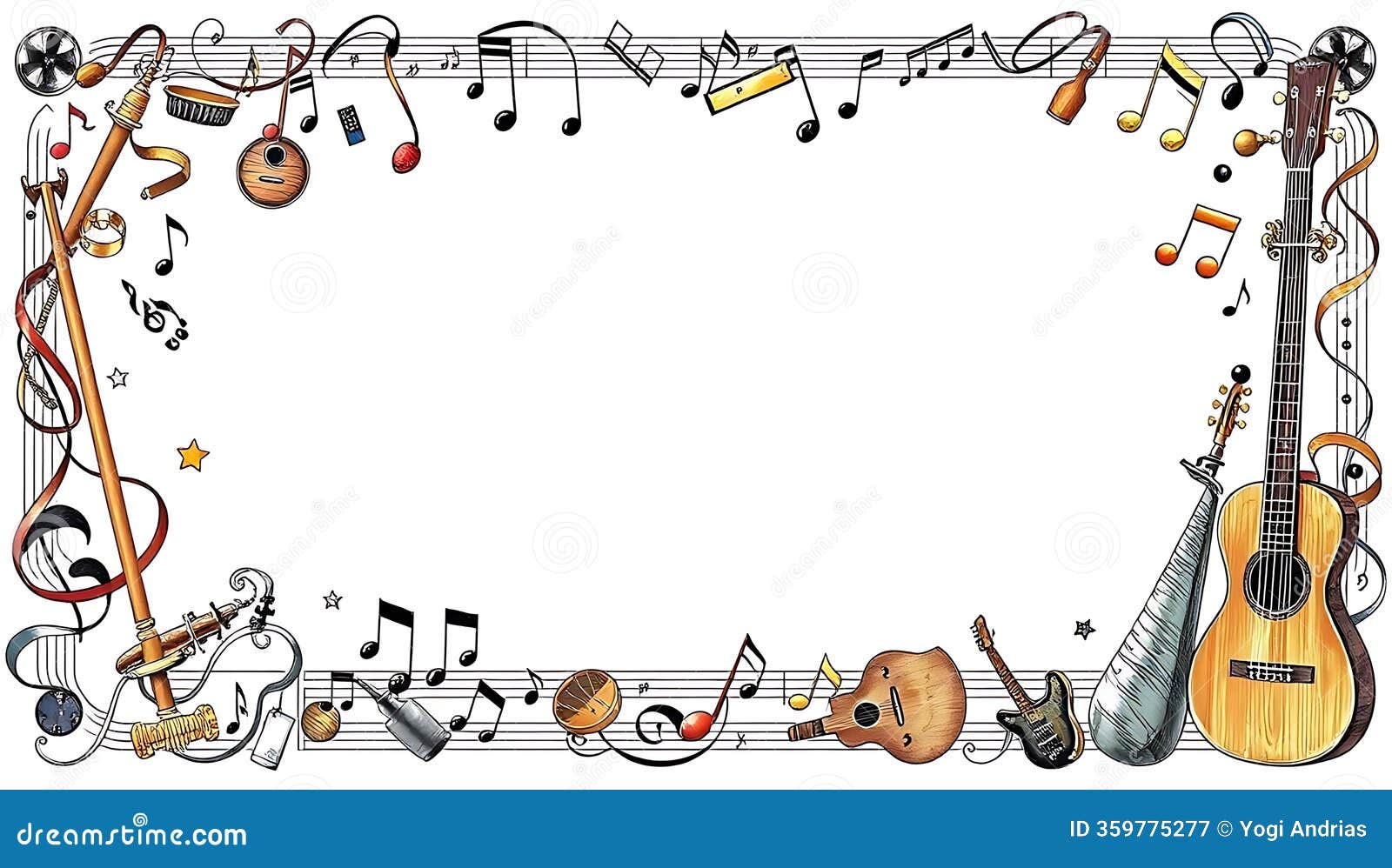 Musical Instruments and Notes Frame Design Stock Illustration ...