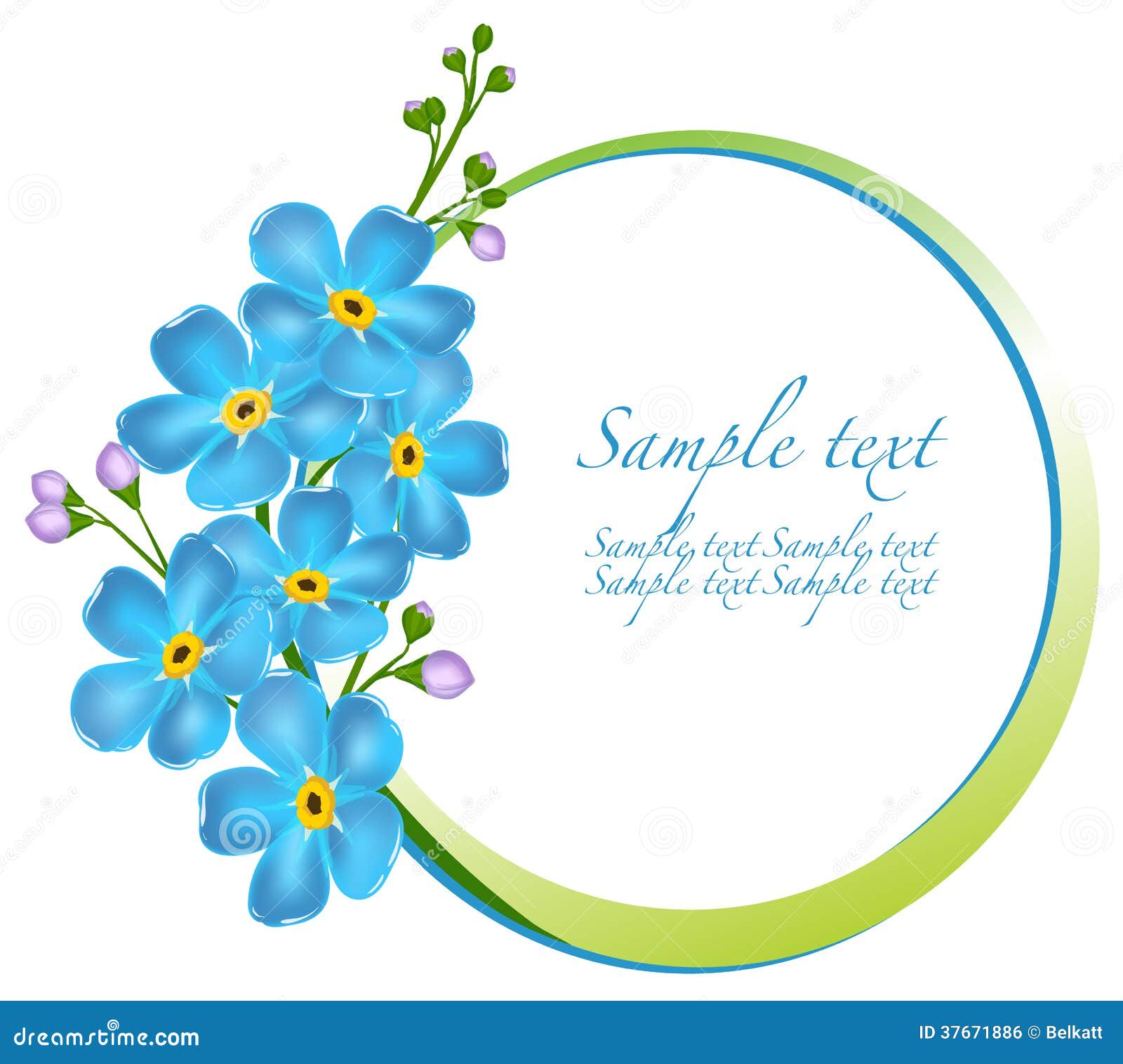 Decorative Frame with Forget-me-not Flowers Stock Vector - Illustration ...