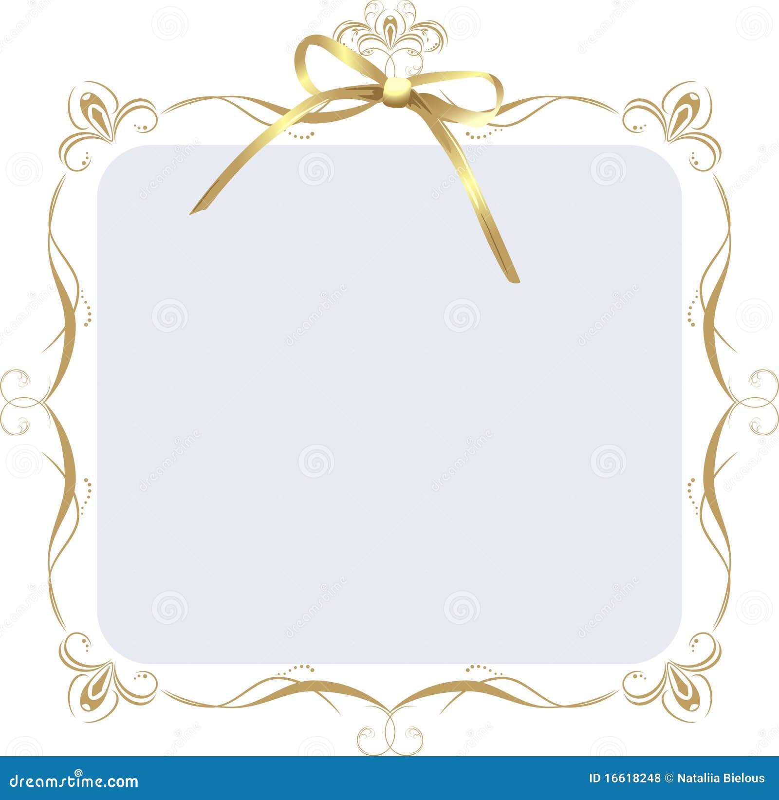 Decorative Frame with Golden Bow Stock Vector - Illustration of branch ...