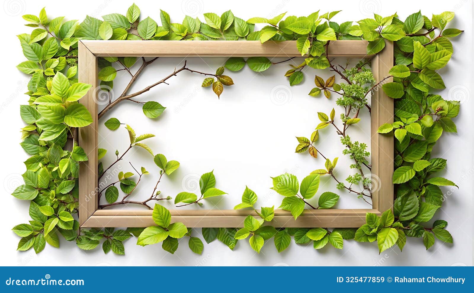 Decorative Frame of Green Leaves and Blossoms - Beautiful Nature-Themed ...