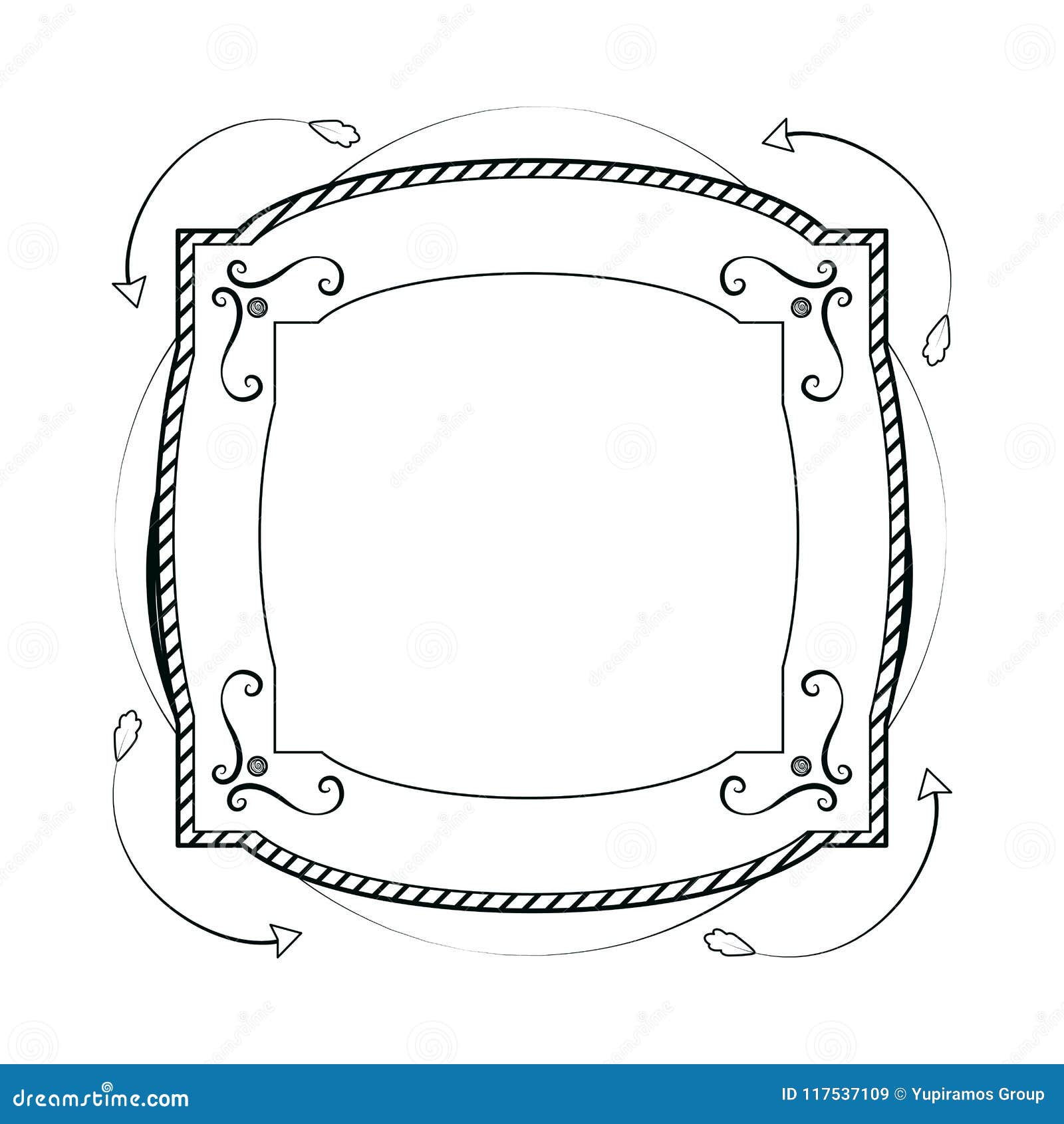 Decorative frame hand draw stock vector. Illustration of drawn - 117537109