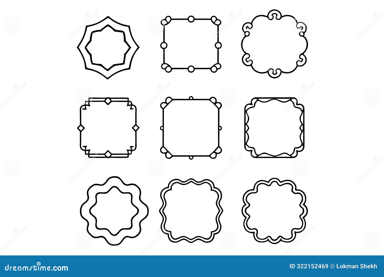 Set Decorative Frame Vector Illustration Stock Illustration ...