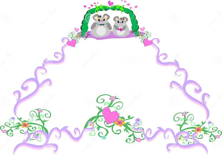 Decorative Frame with Mice in Love Stock Illustration - Illustration of ...