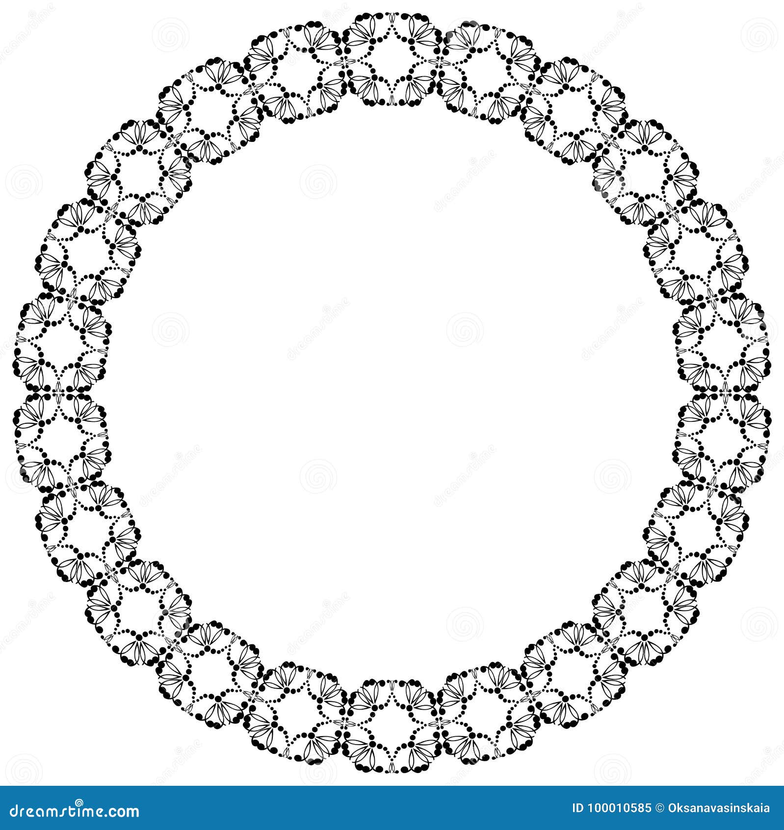 Decorative Frame of Round Shape. Geometric Pattern of Black Color Stock ...