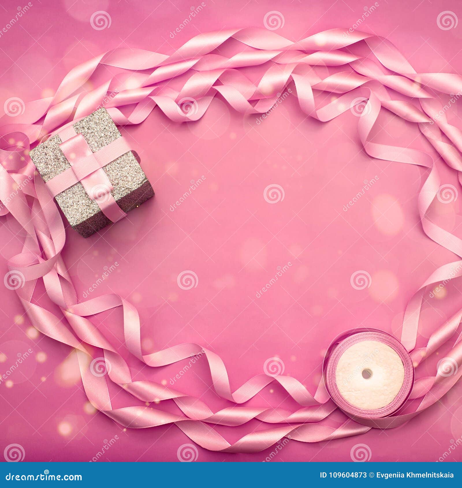 Decorative Frame of Satin Ribbon Pink. Stock Image - Image of chaos ...
