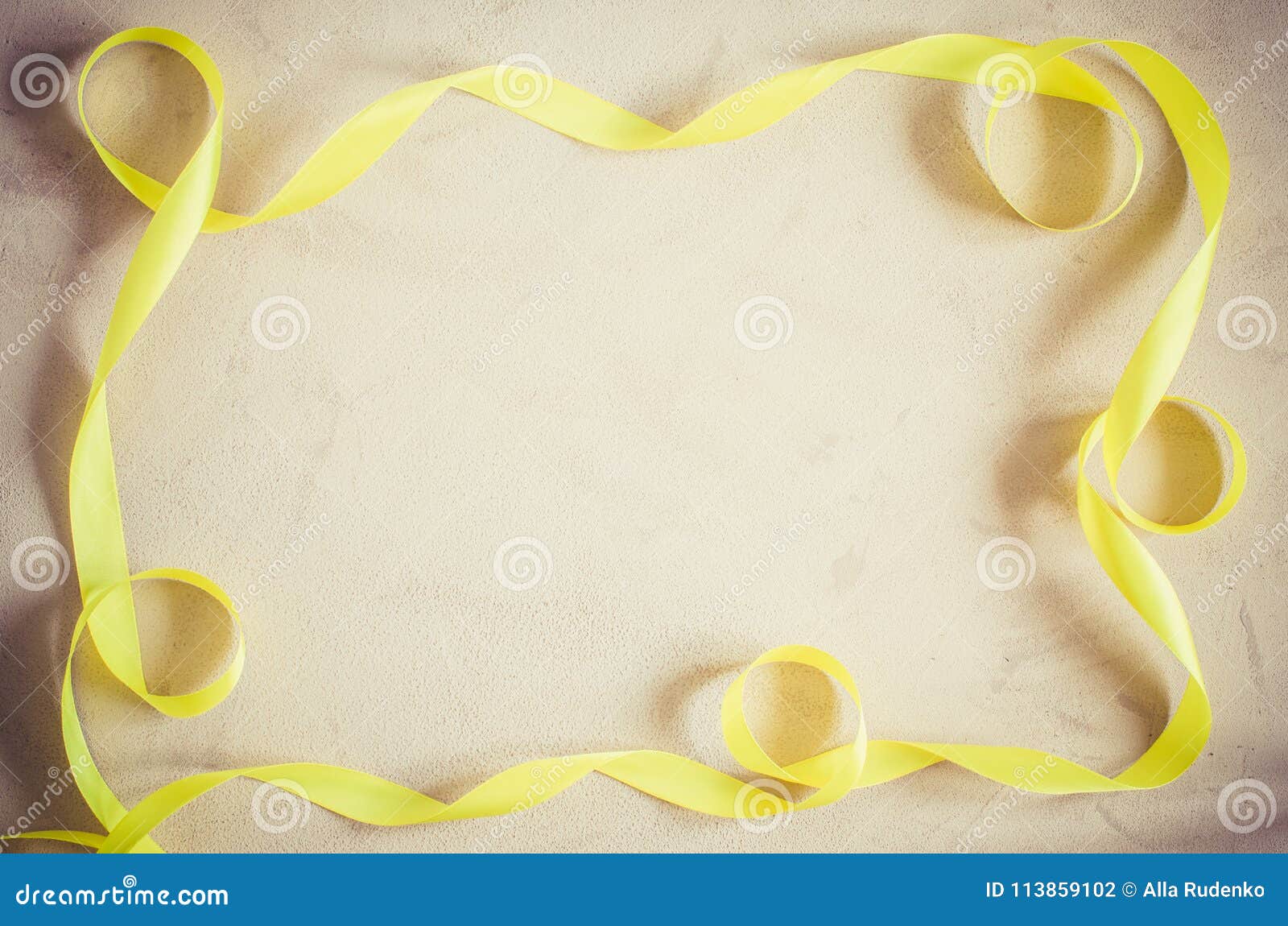 Decorative Frame of Satin Yellow Ribbon. Stock Photo - Image of leisure ...